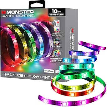 Amazon.com: Monster Smart RGB+IC LED Strip Lights 10ft – Sound Reactive ...