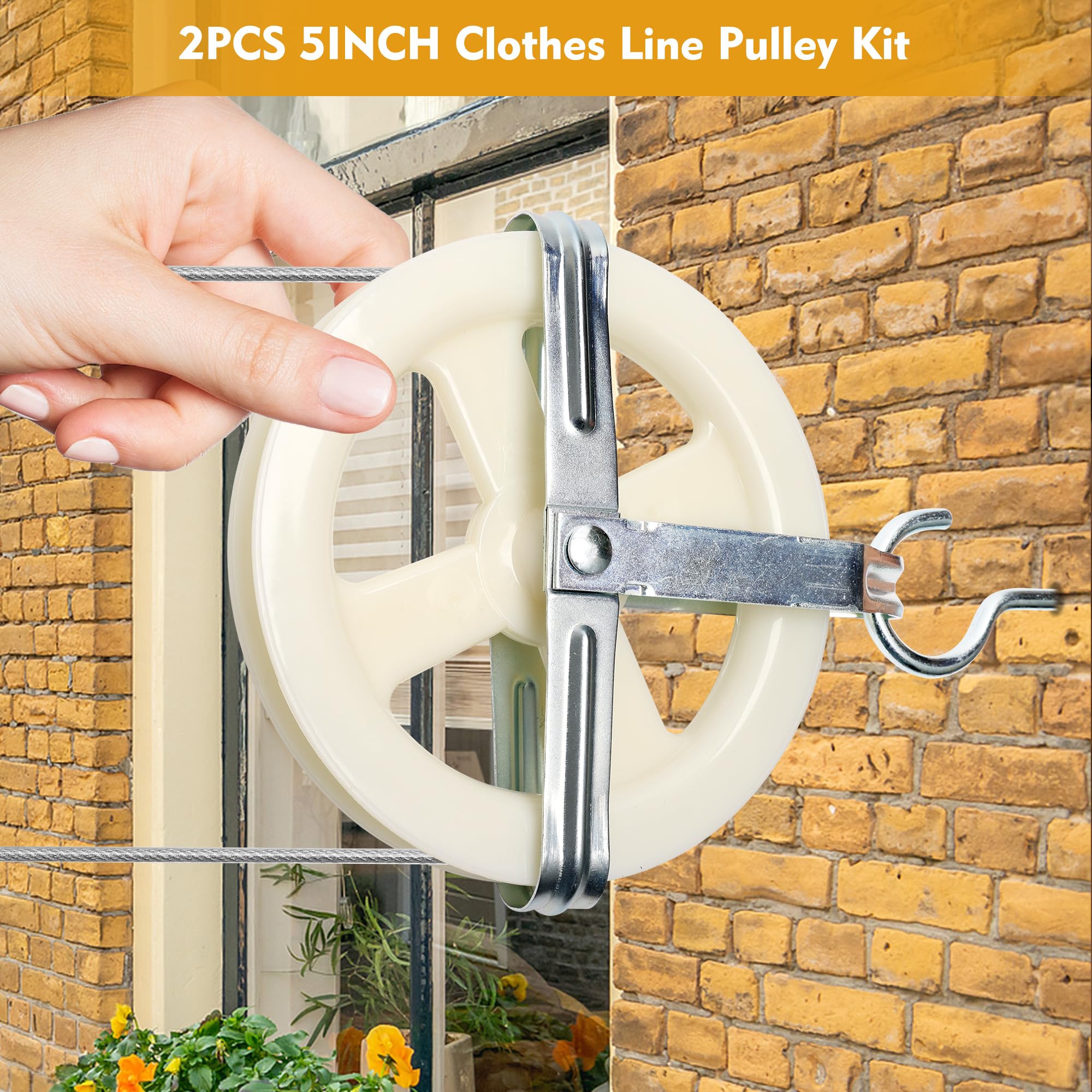 Snapklik.com : Outdoor Clothesline Kit, 5 "Nylon Clothesline Pulley Kit ...