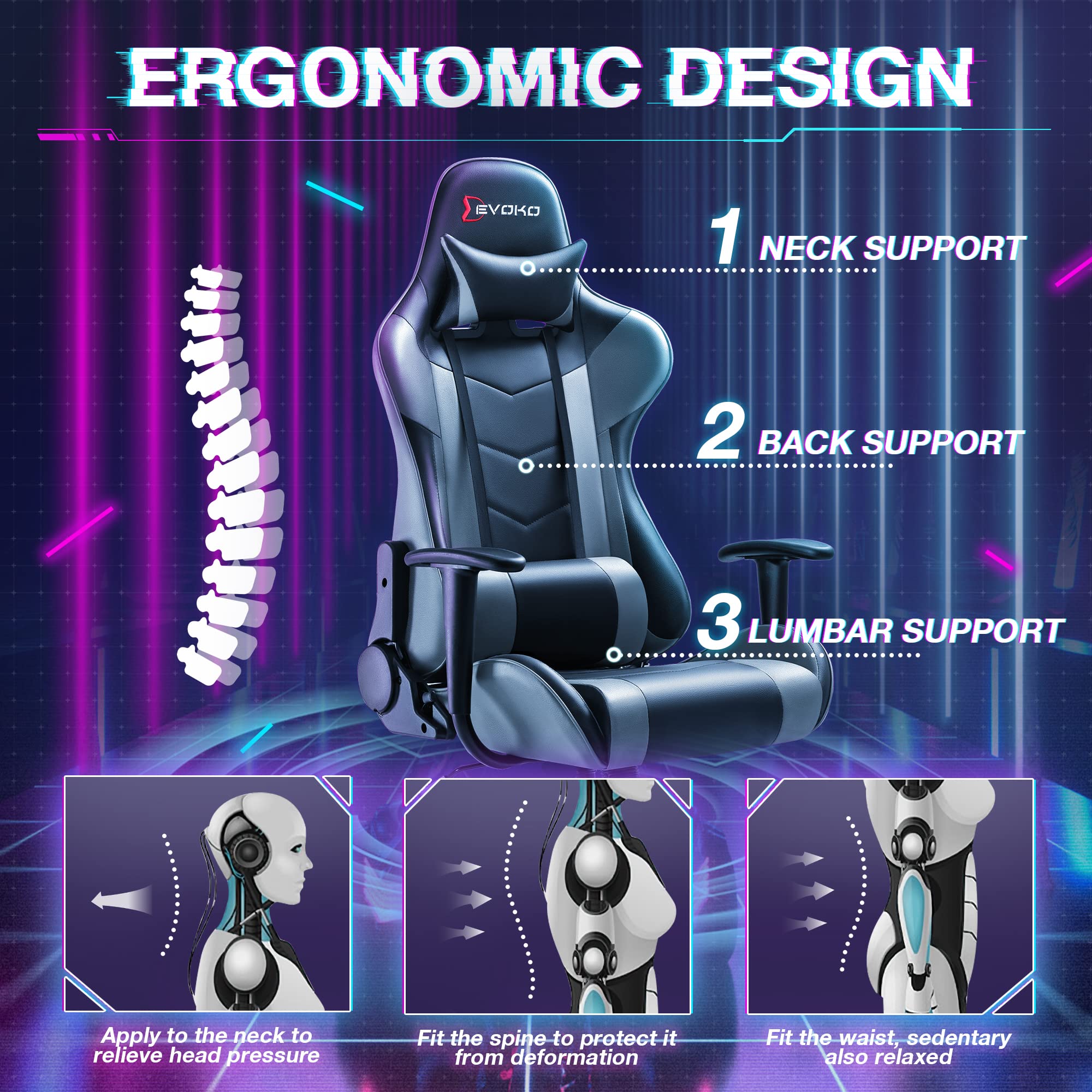 Snapklik.com : Devoko Ergonomic Gaming Chair Racing Style Adjustable ...