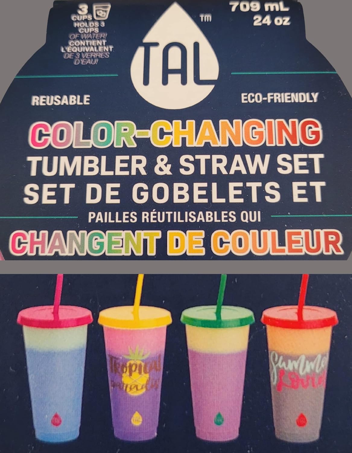 Amazon.com: TAL Mutlicolor Reusable Color Changing Tumbler & Straw Set ...