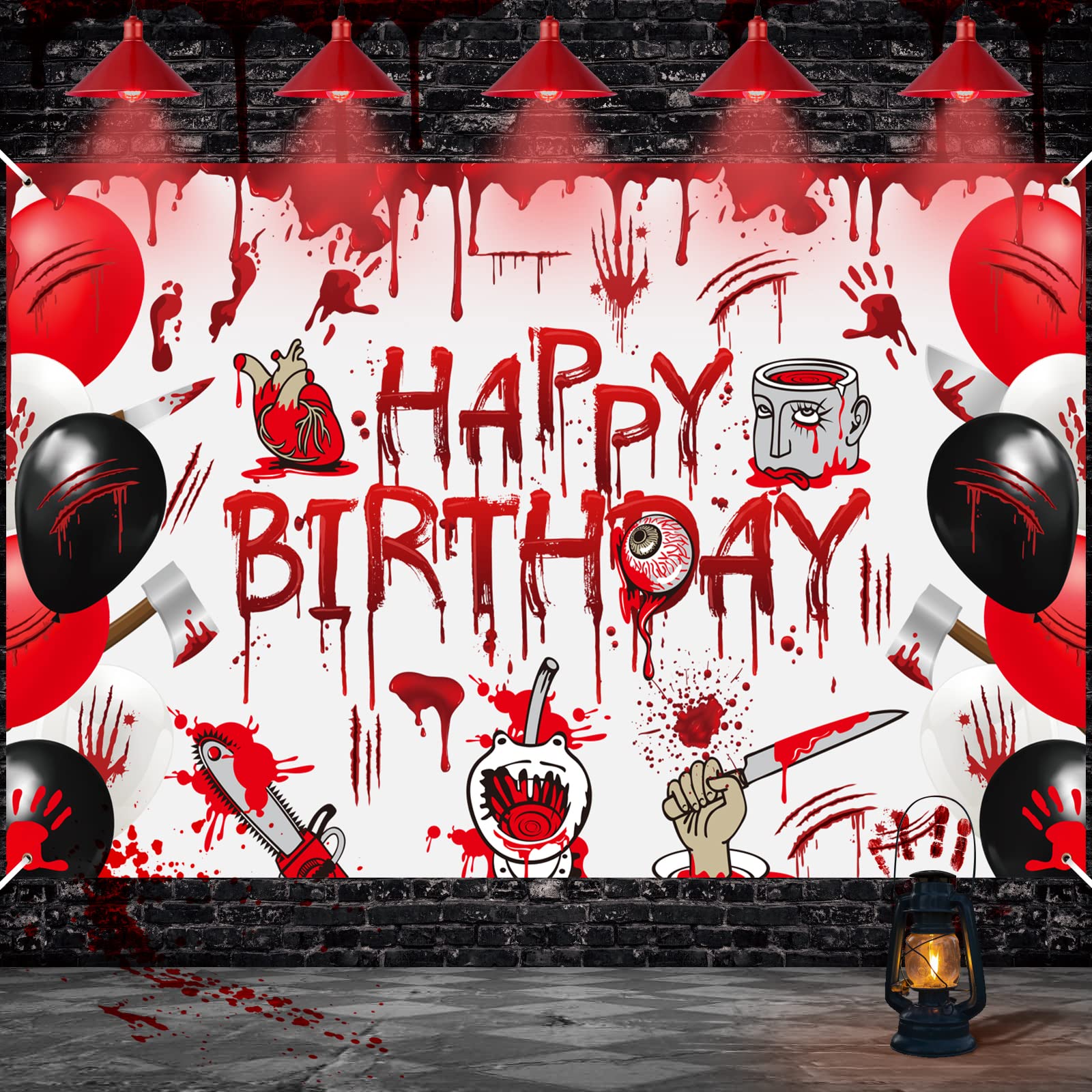 Amazon.com: Scary Halloween Party Decorations Banner Horror Happy ...