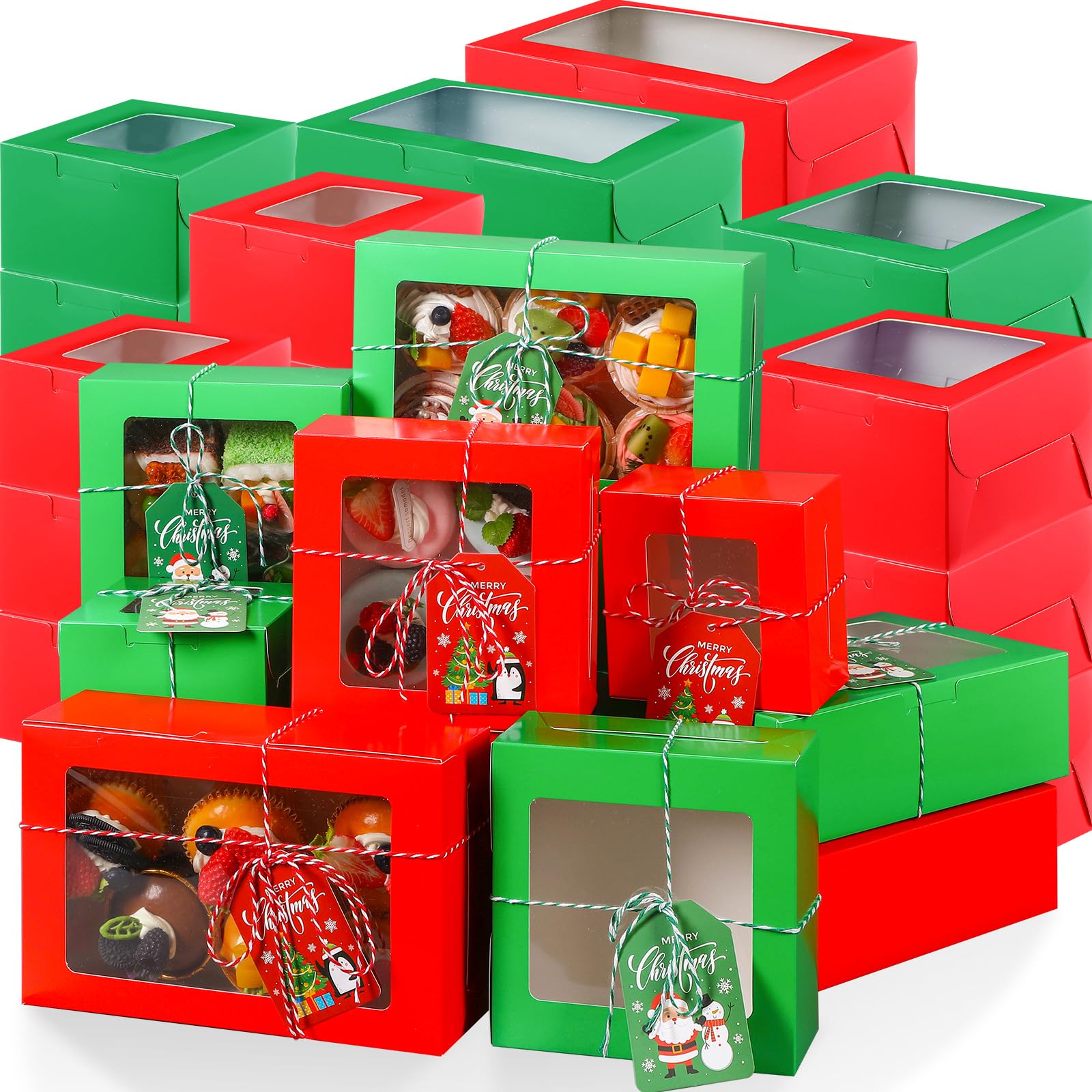 Amazon.com: Maxcheck 48 Pcs Christmas Cookie Boxes with Window, 4 6 9 ...