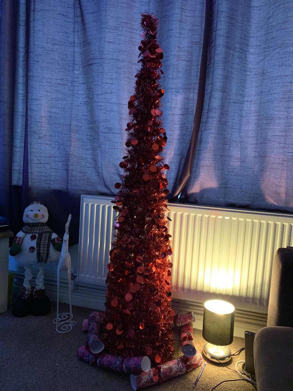 5' Silver Point Tinsel Pop-Up Artificial Christmas Tree,Collapsible ...