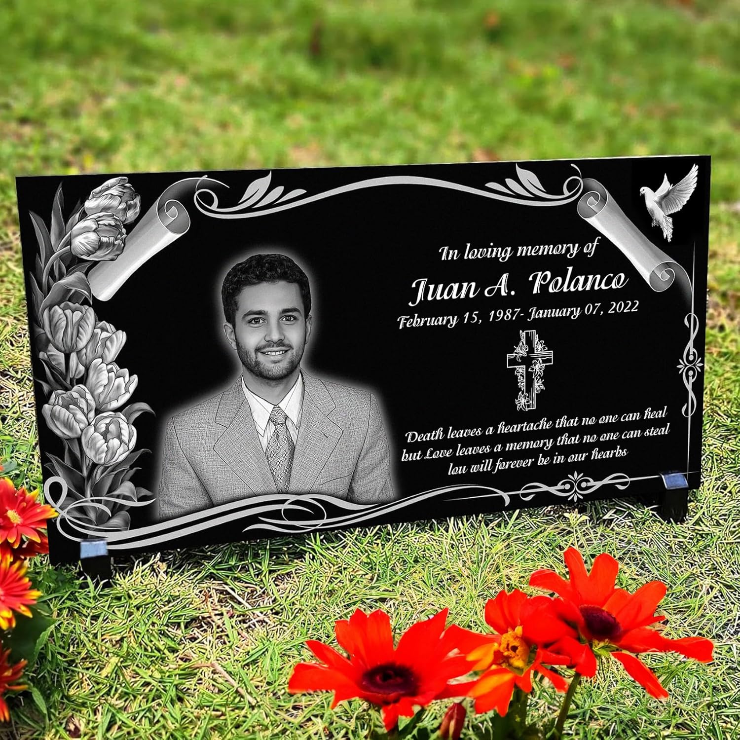 Amazon.com: Jiniansh 16‘’x8‘’Personalized Memorial Stones,Grave Markers ...