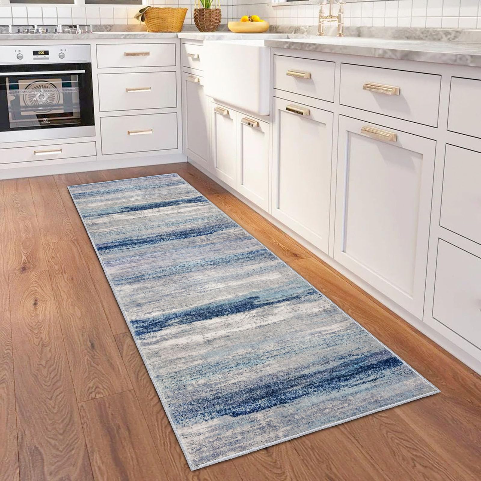KOZYFLY Modern Abstract Kitchen Runner Rug, 2x6 Washable Rug Runner Non ...
