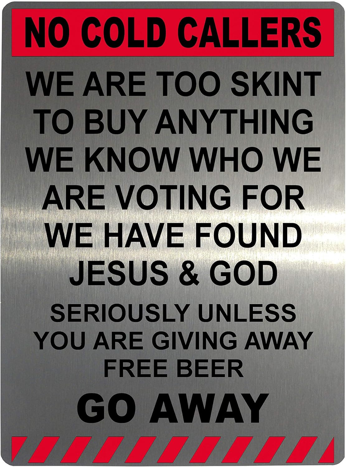 xtra-print 317 NO COLD CALLERS Funny Metal Aluminium Plaque Sign Front ...