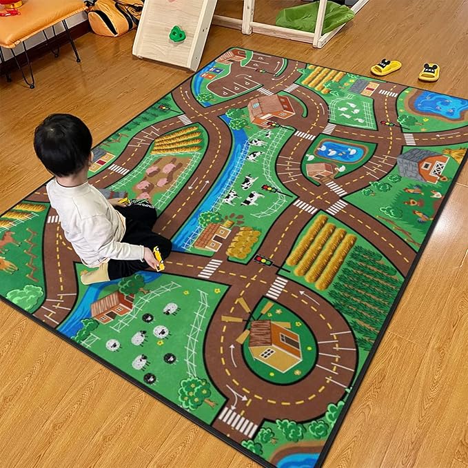 Amazon.com: Kids Rug, Farm Map Playmat Rugs - 5x7 Ft Kids Carpet with ...