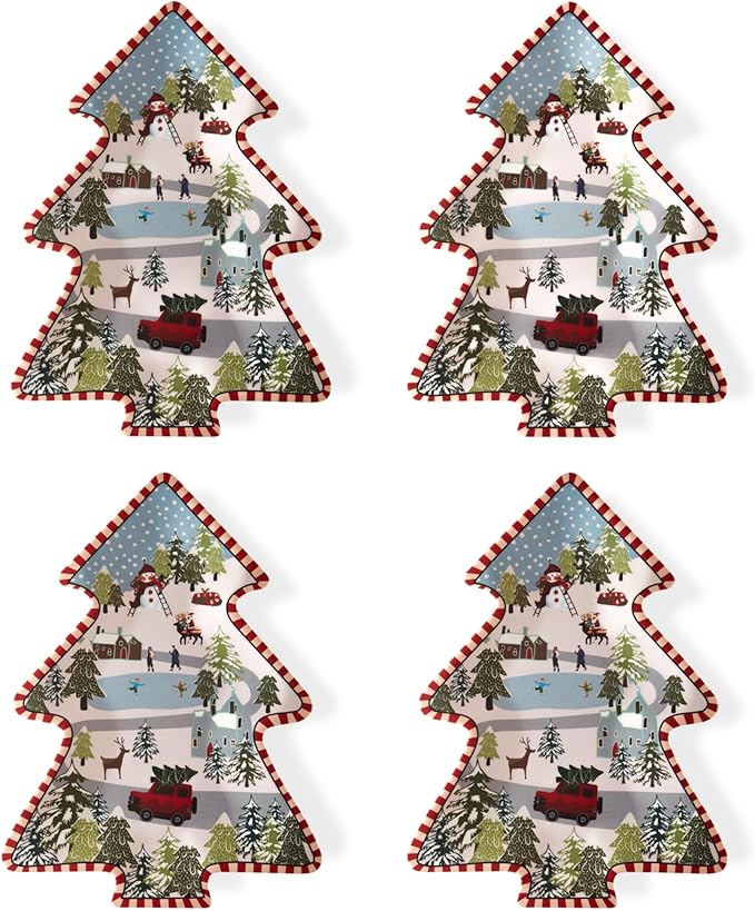Amazon.com: Viynran Christmas Tree Melamine Tray - Santa & Snowman ...