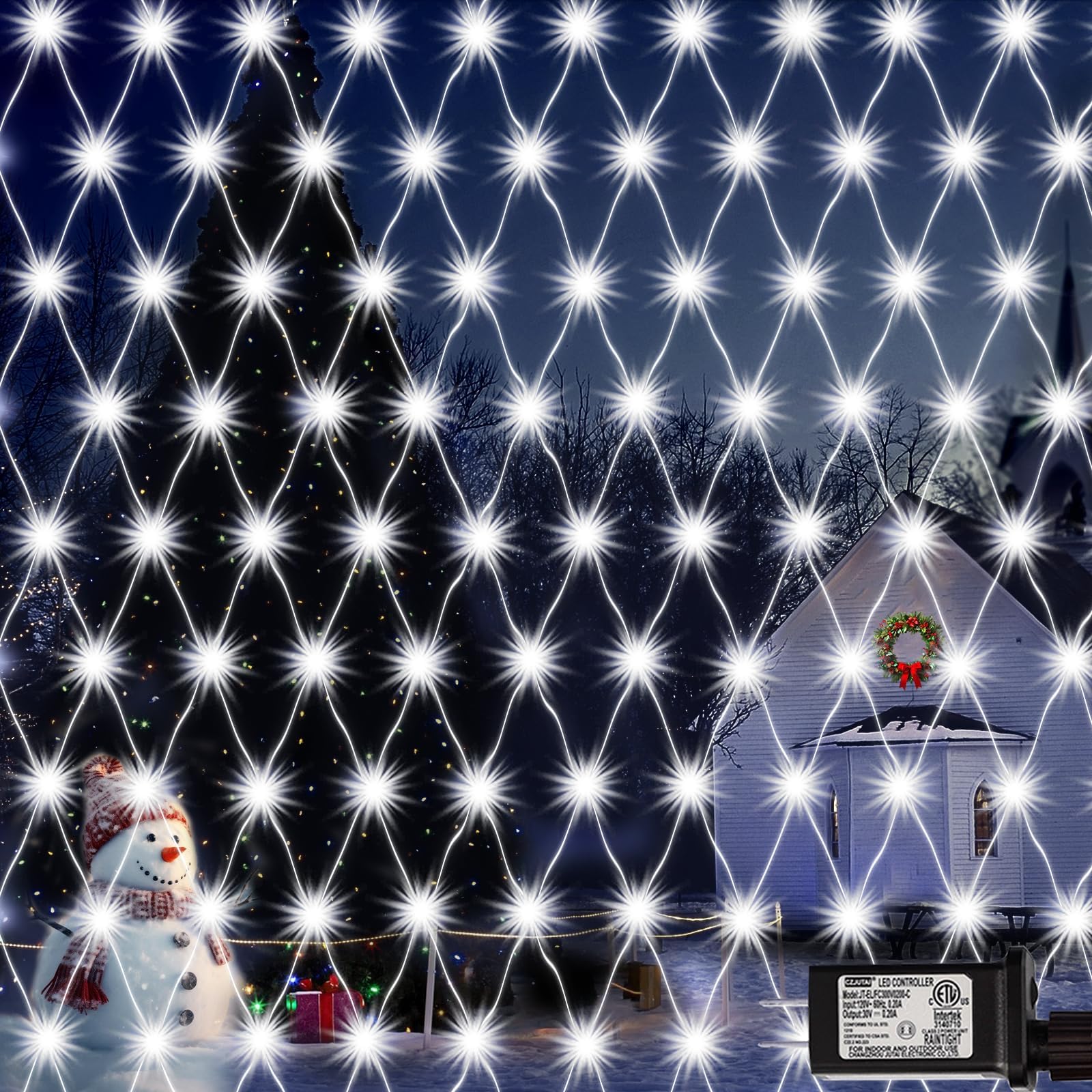 Lovelite 360 LED Net Lights, 21ft x 5ft Christmas Mesh Lights Clear Wire 8 Modes, Waterproof ...