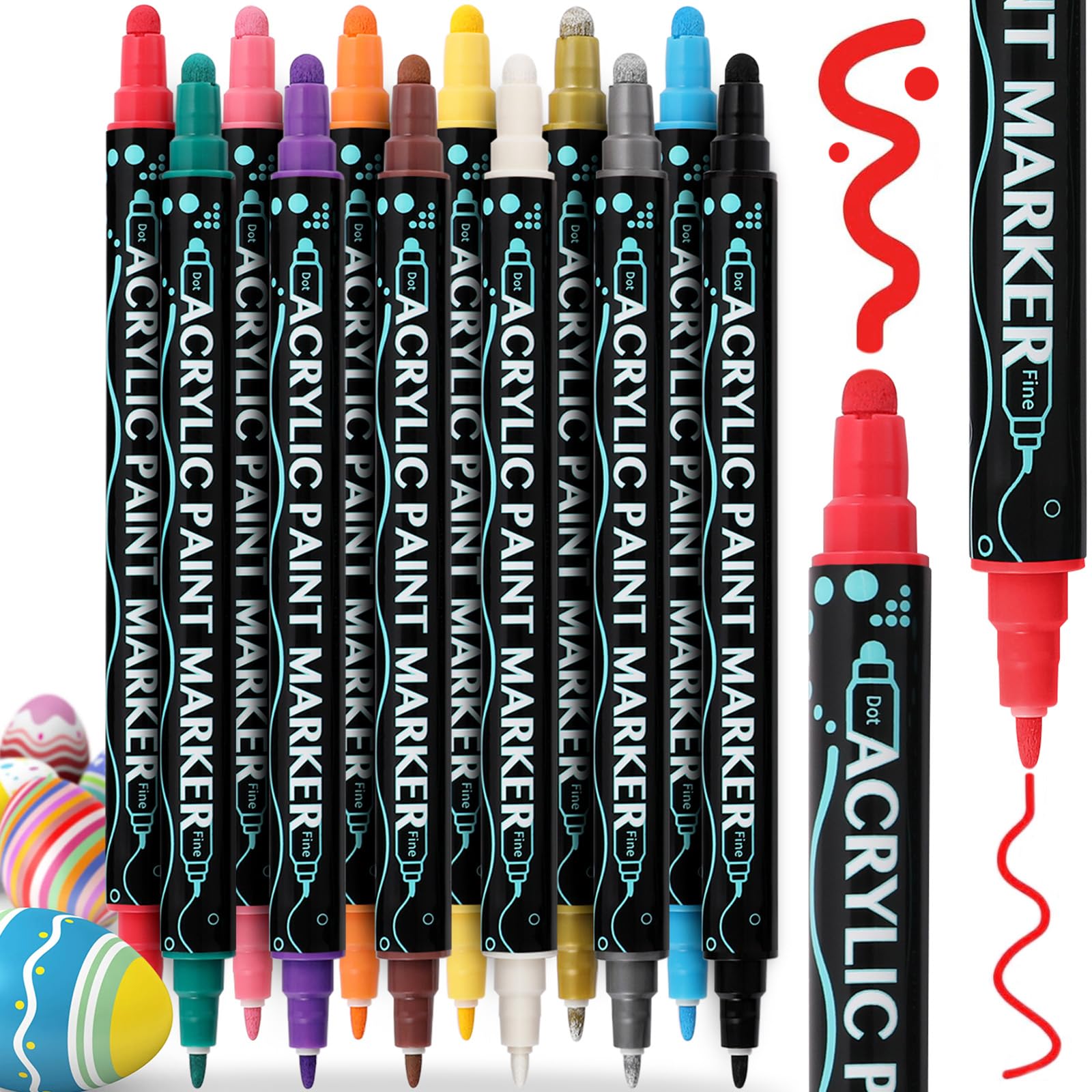 Amazon.com: SANJOKI Acrylic Markers, 12pcs for Drawing, Painting ...