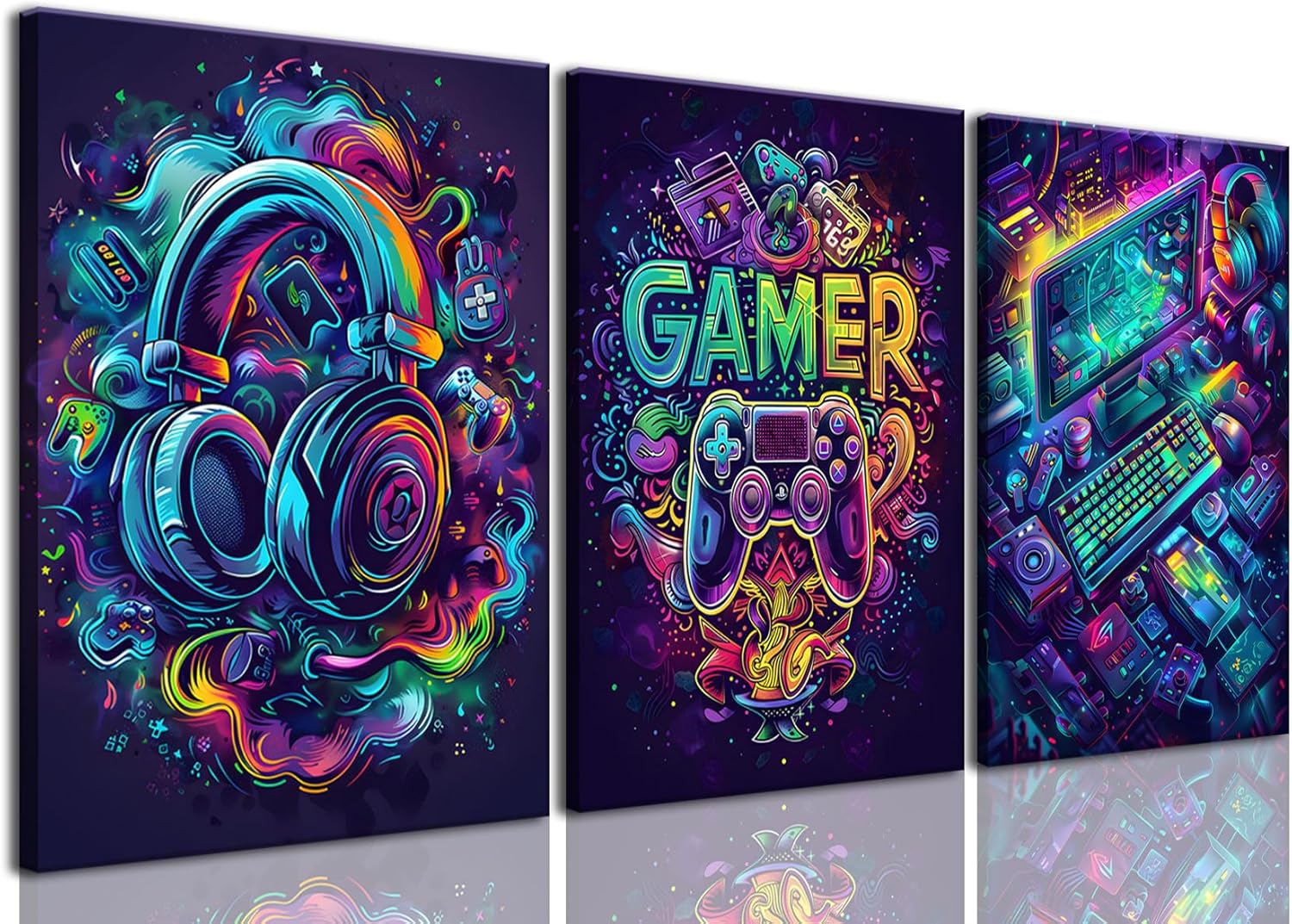 Yolbcdr Game Room Decor Video Game Canvas Wall Art Set of 3 Cool Gaming ...