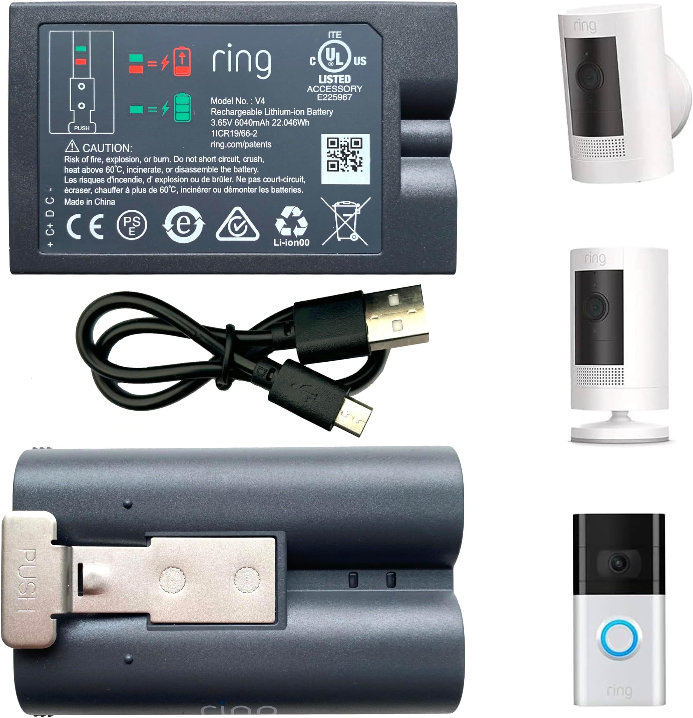 Amazon.com: CQCBD V4 Battery for Ring Video Doorbell Camera 2 3 4 ...