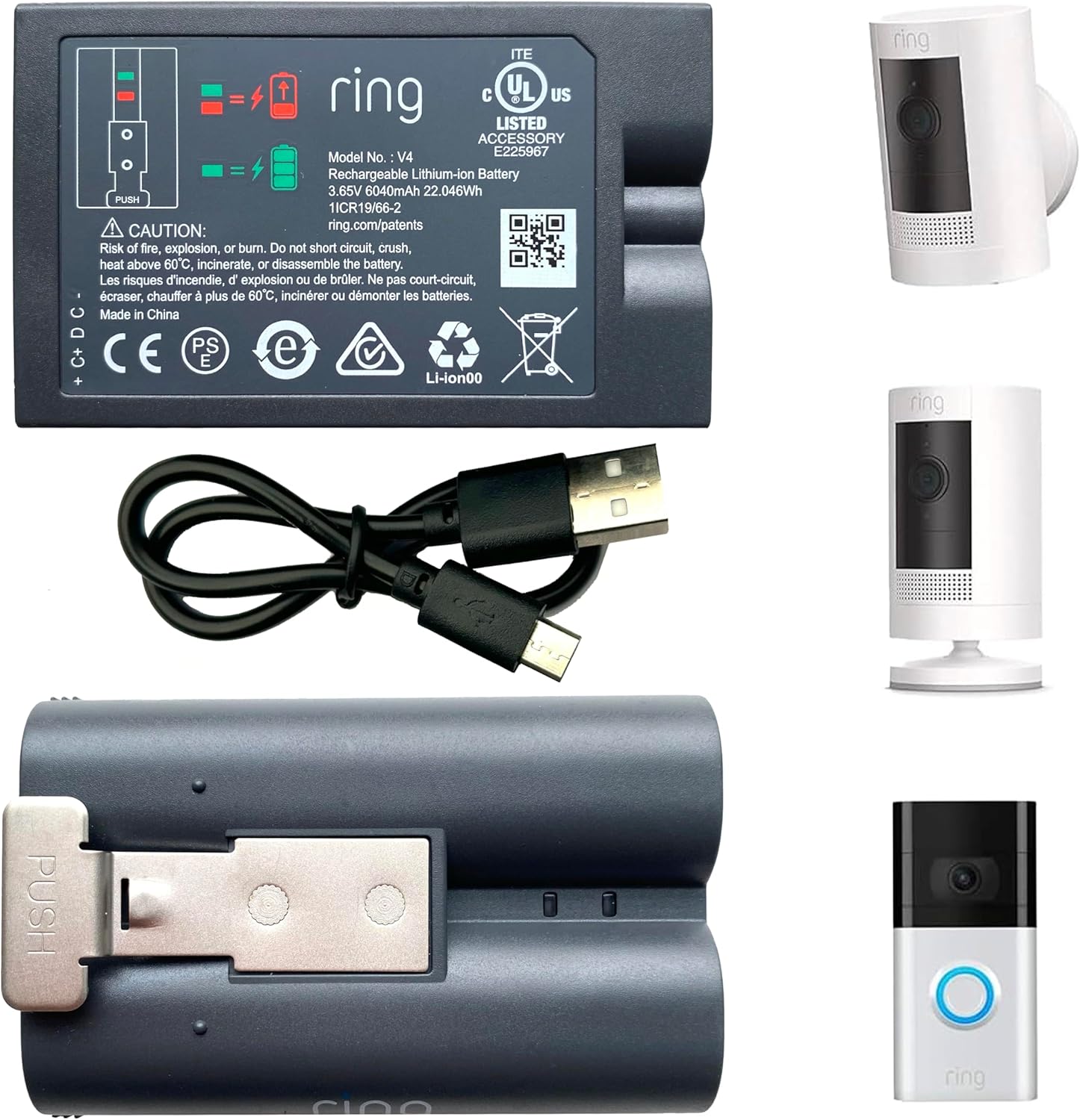 CQCBD V4 Battery for Ring Video Doorbell Camera 2 3 4 Spotlight Camera ...