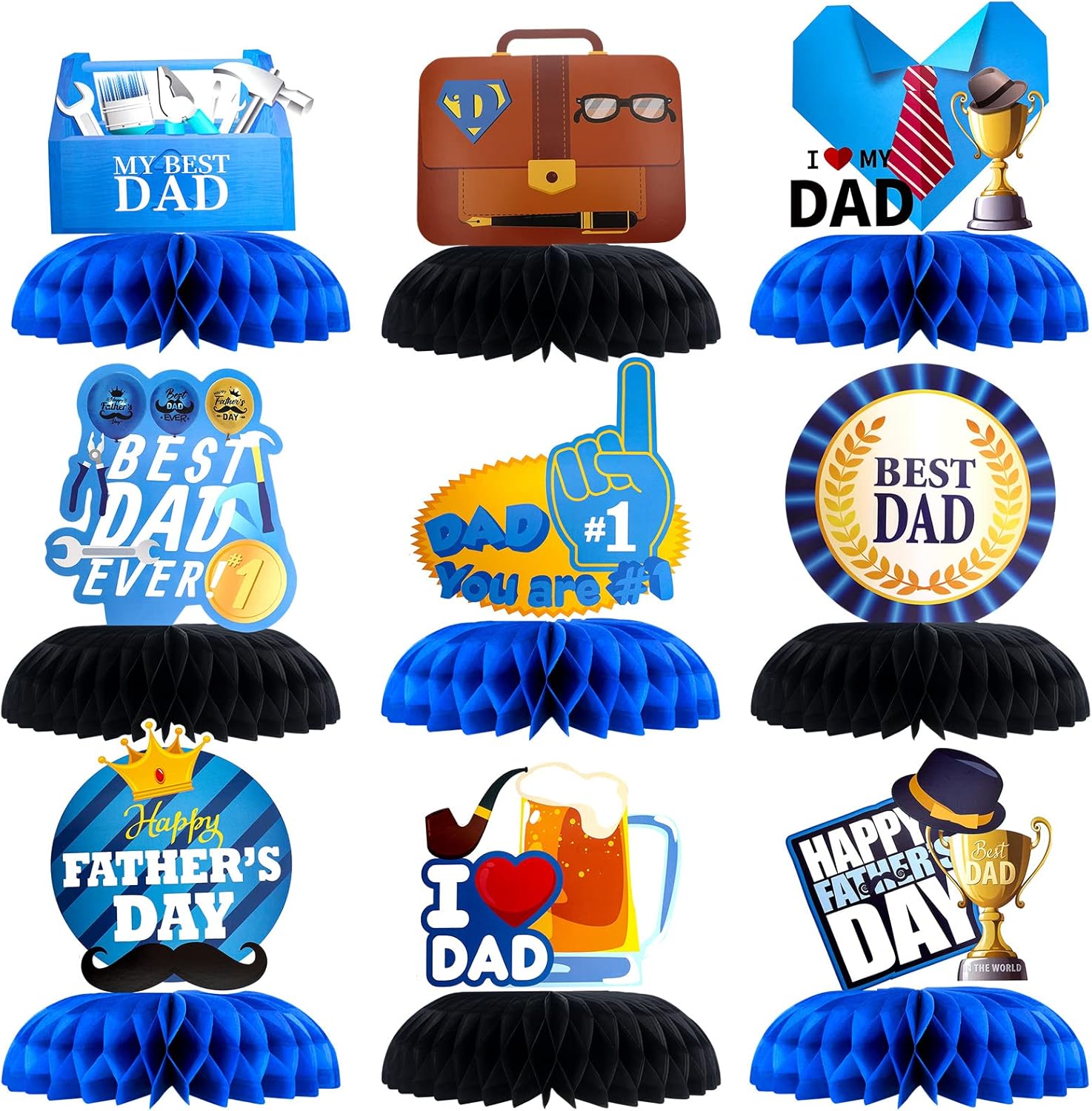 Amazon.com: HOWAF Happy Father's Day Party Decorations Honeycomb ...