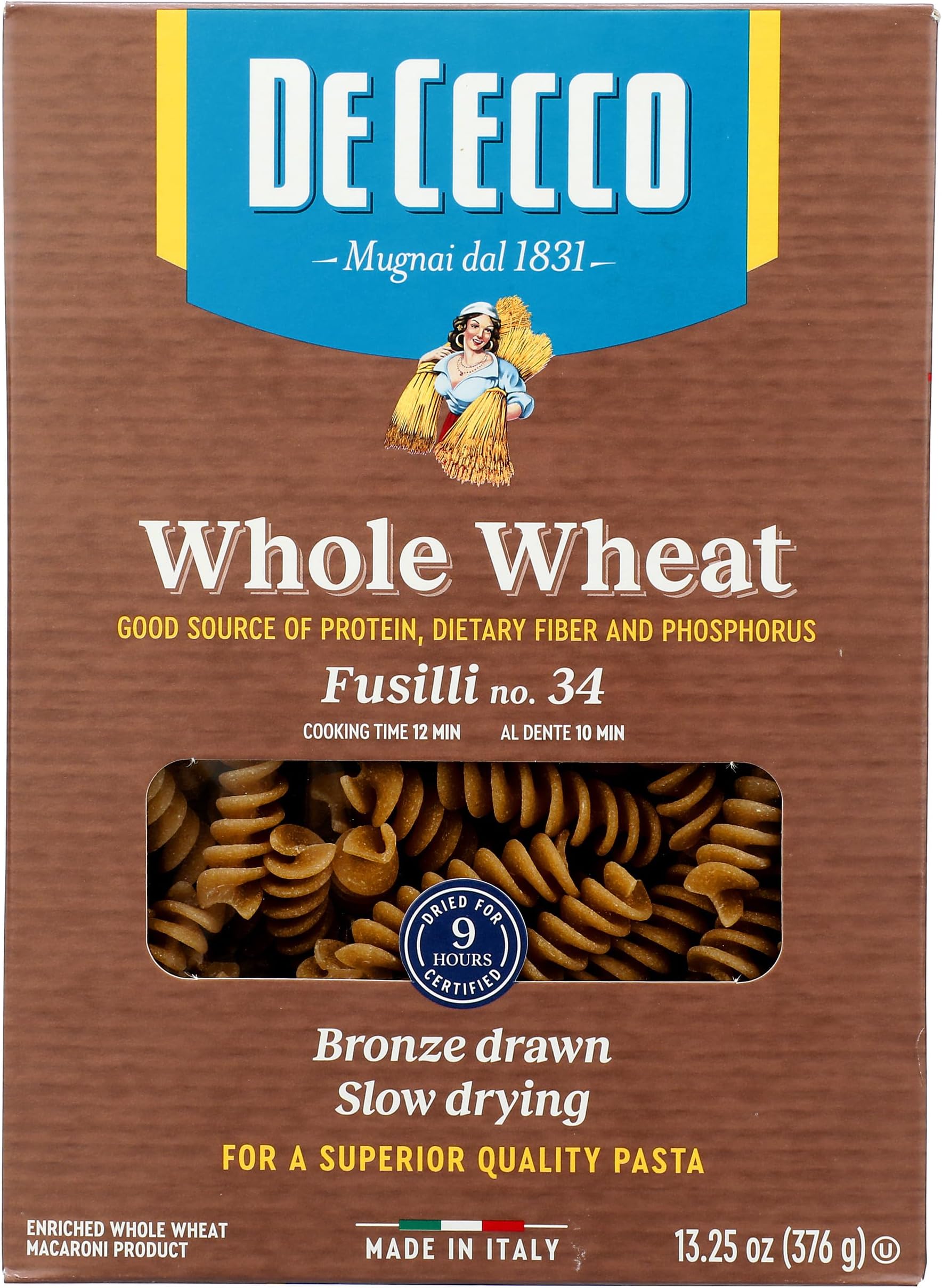 Amazon.com : De Cecco Pasta Fusilli Whole Wheat, 13.25 oz : Grocery ...