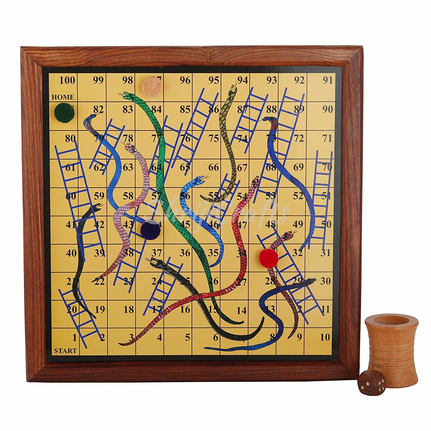 Buy Wooden Ludo with Snakes and Ladders ( Saap Seedhi ) | Both Side ...