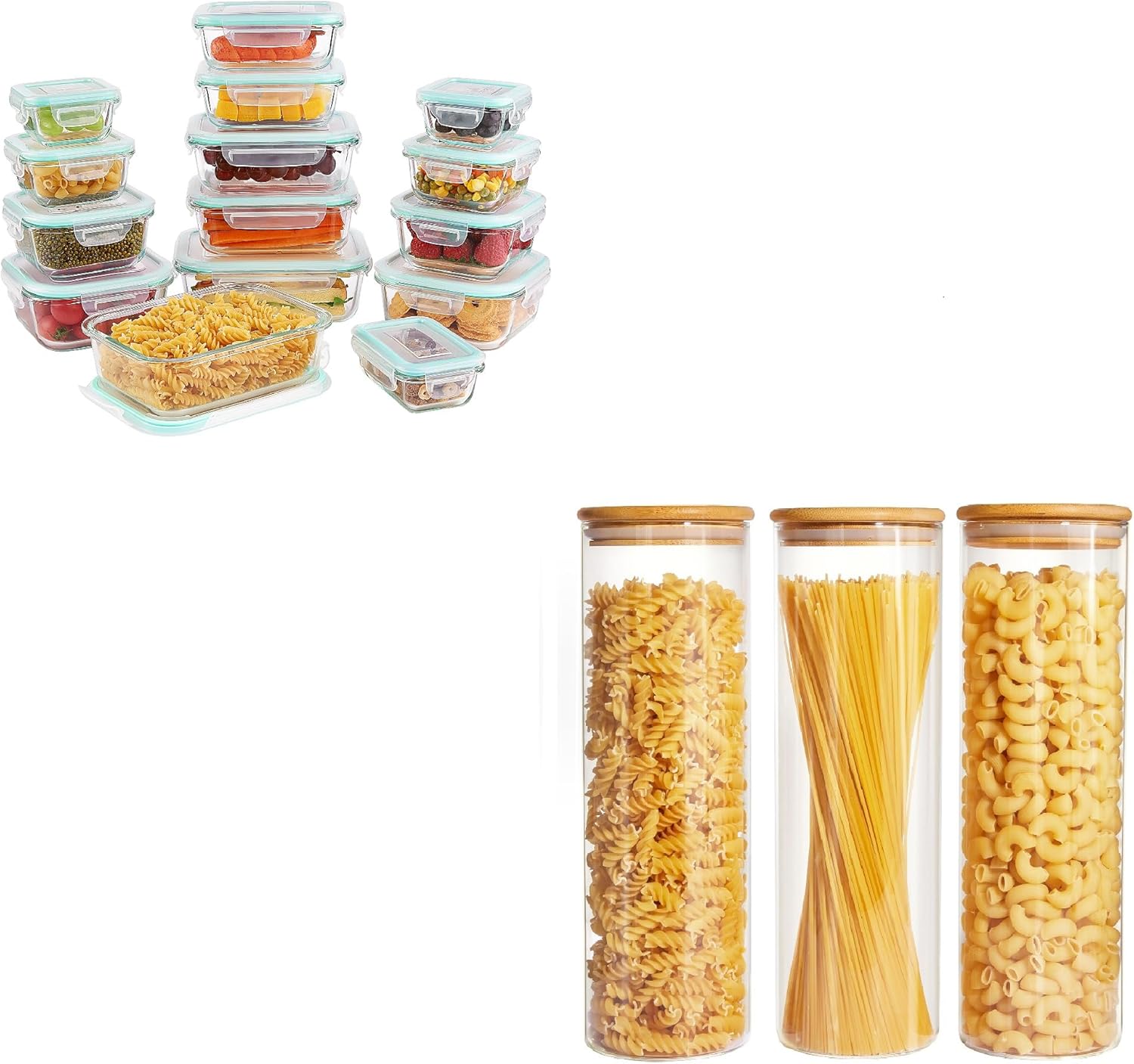 Amazon.com: Vtopmart 15 Pack Glass Food Storage Containers and 3 Pack ...