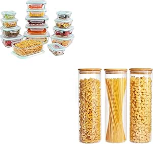 Amazon.com: Vtopmart 15 Pack Glass Food Storage Containers and 3 Pack ...