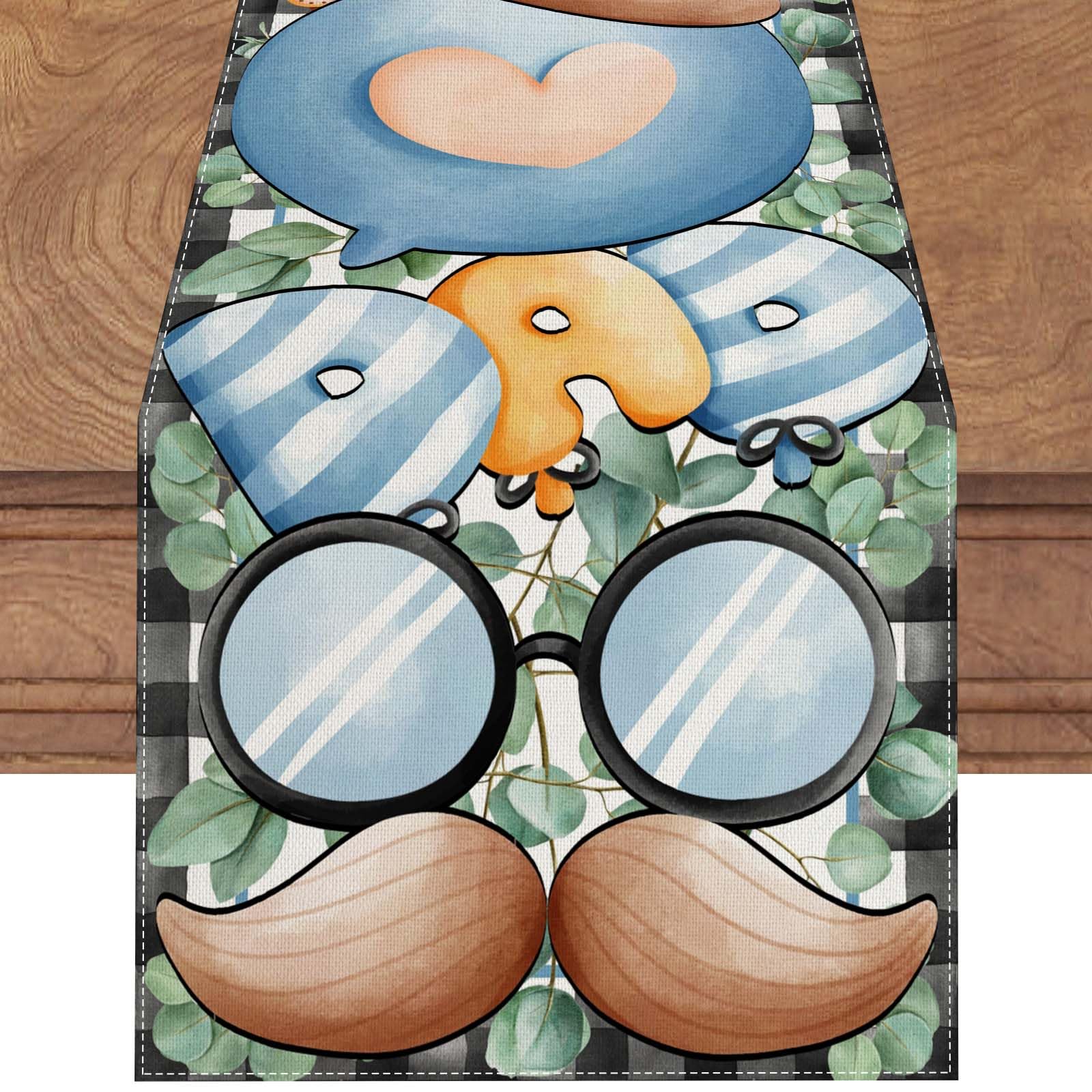 Linen Black and White Buffalo Check Plaid Happy Father's Day Table ...