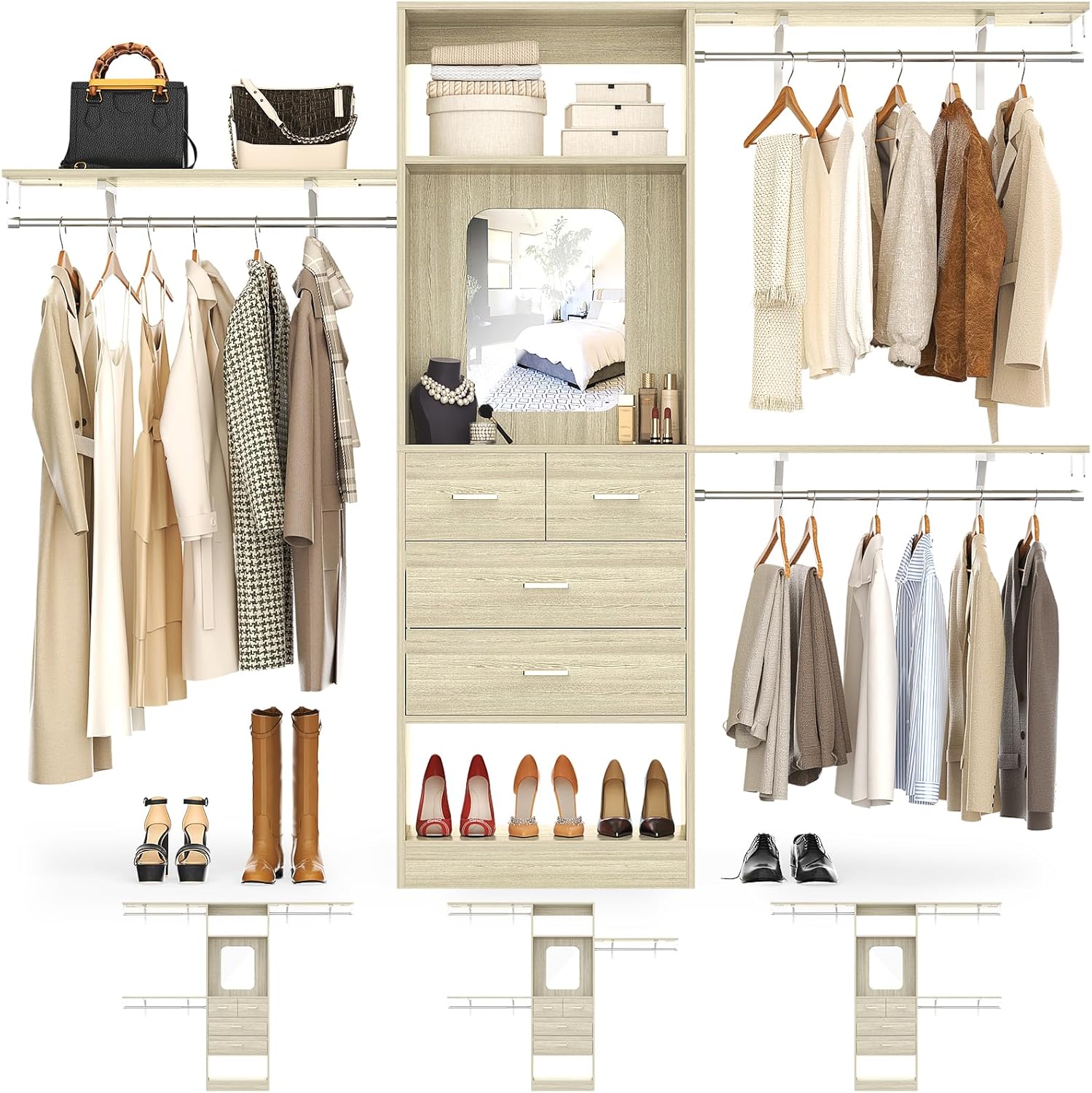 Amazon.com: Unikito 96 Inch Closet System, 8FT Walk in Closet Organizer ...