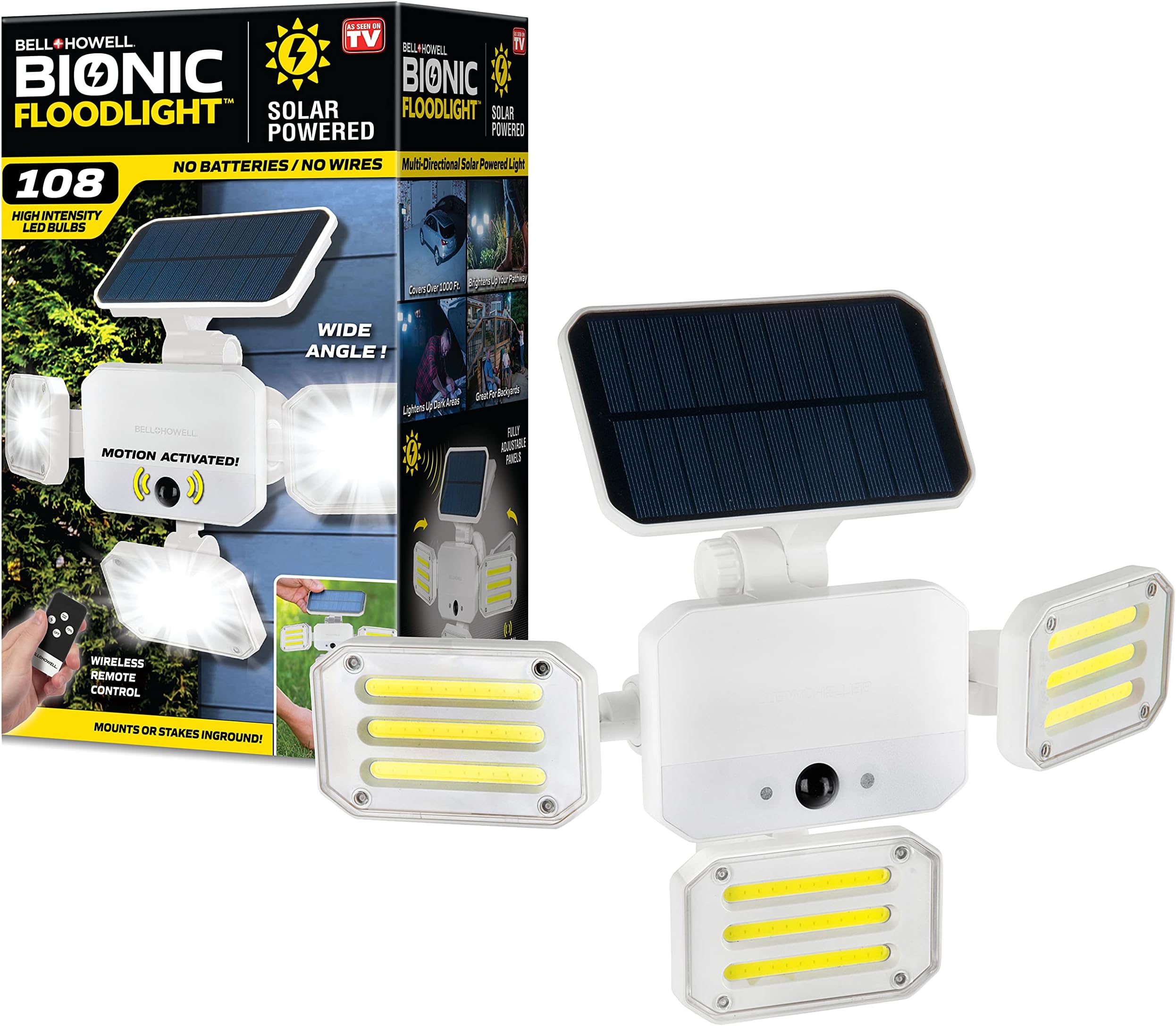 Bell+Howell Bionic Floodlight with Motion Sensing - Solar Outdoor ...
