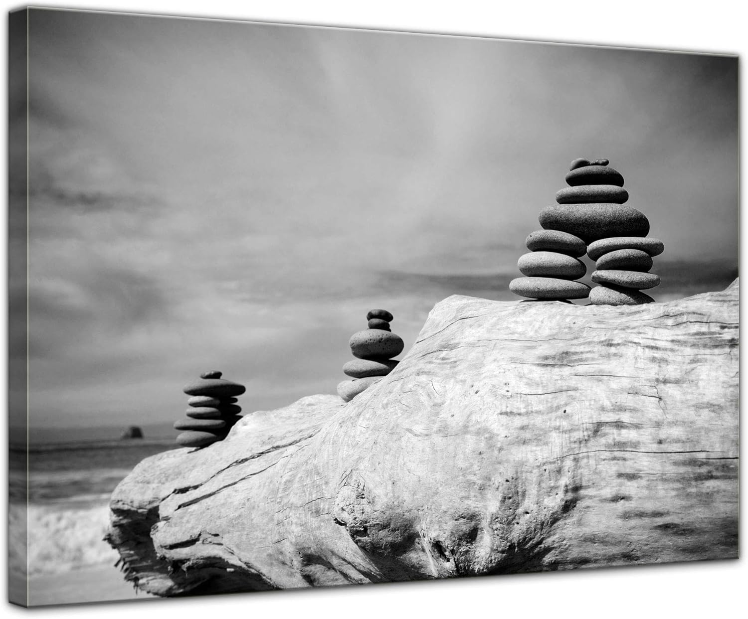 Bilderdepot24 Impression d'art - Pierres Zen - noir et blanc - 40 x 30 ...