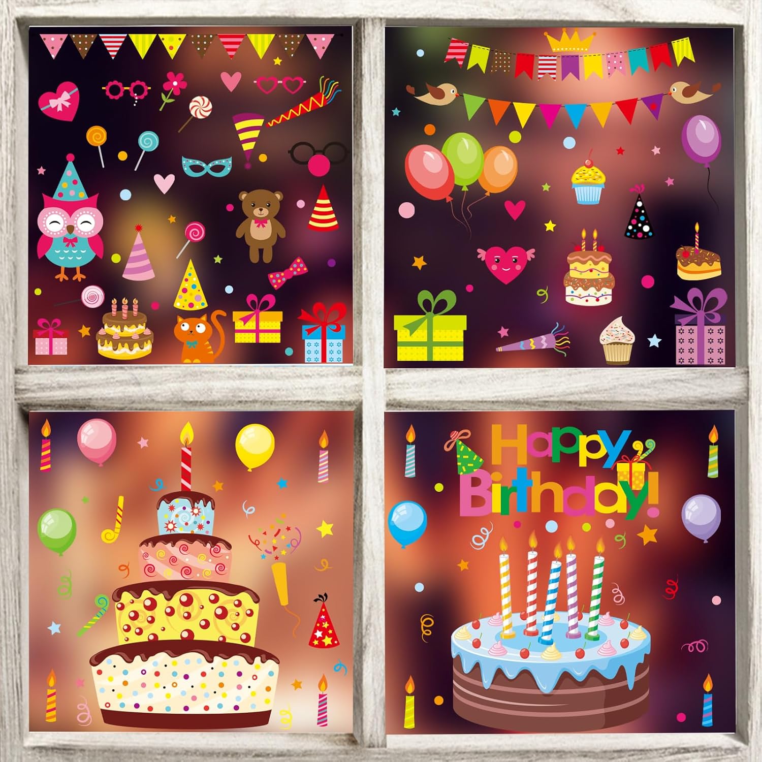 Amazon.com: HiloPack 2024 Birthday Window Clings Decorations, 9 Sheets ...