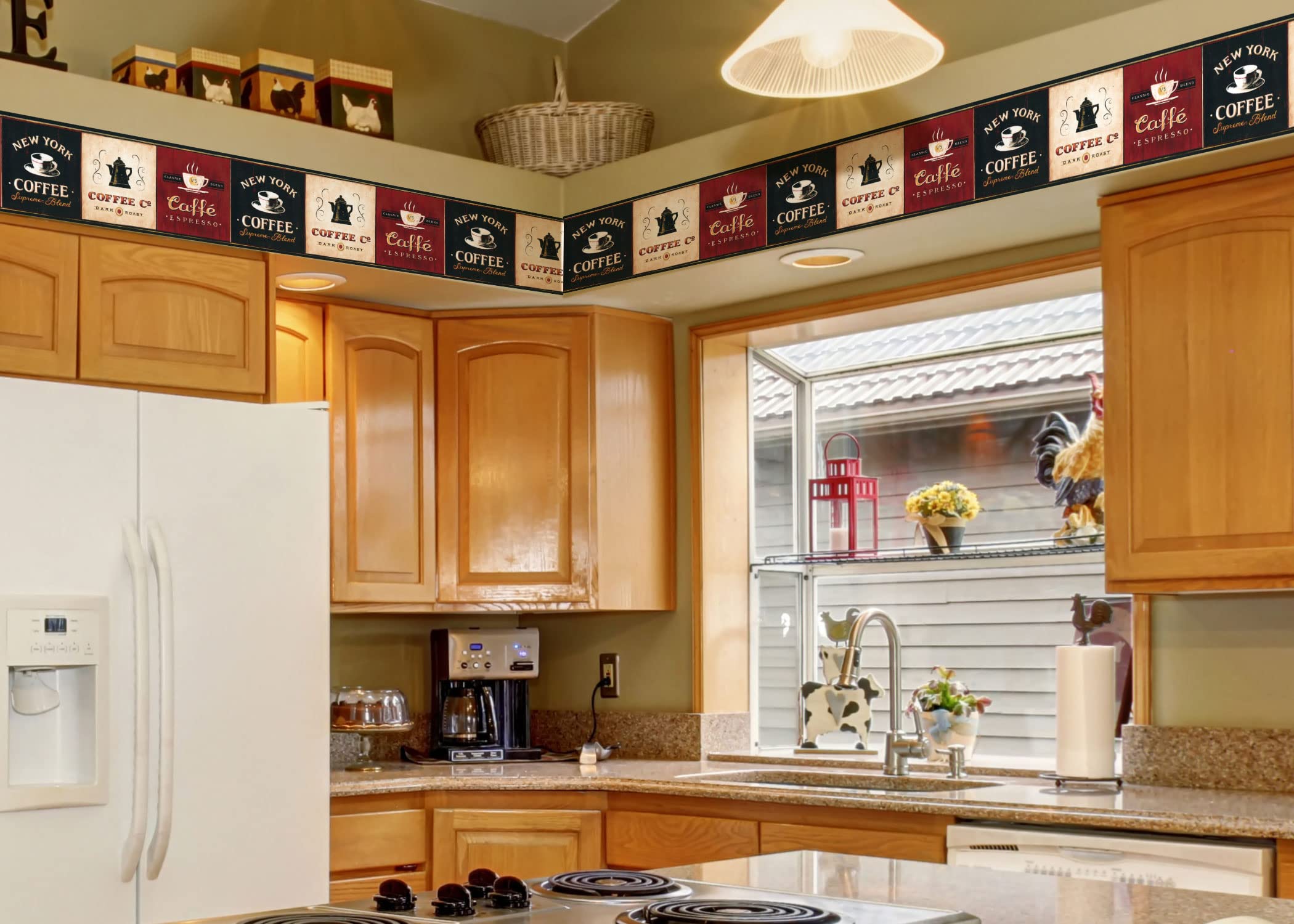12 Inch Wallpaper Border For Kitchen 12 Pcs Colourful Tile Stickers