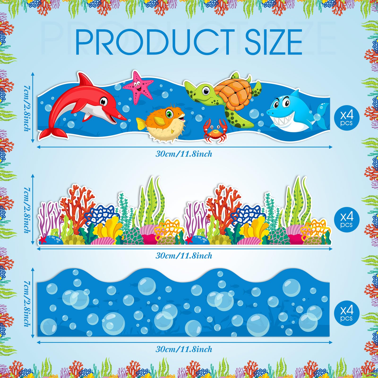 Snapklik.com : 12 Pcs Ocean Magnetic Border Under The Sea Bulletin ...