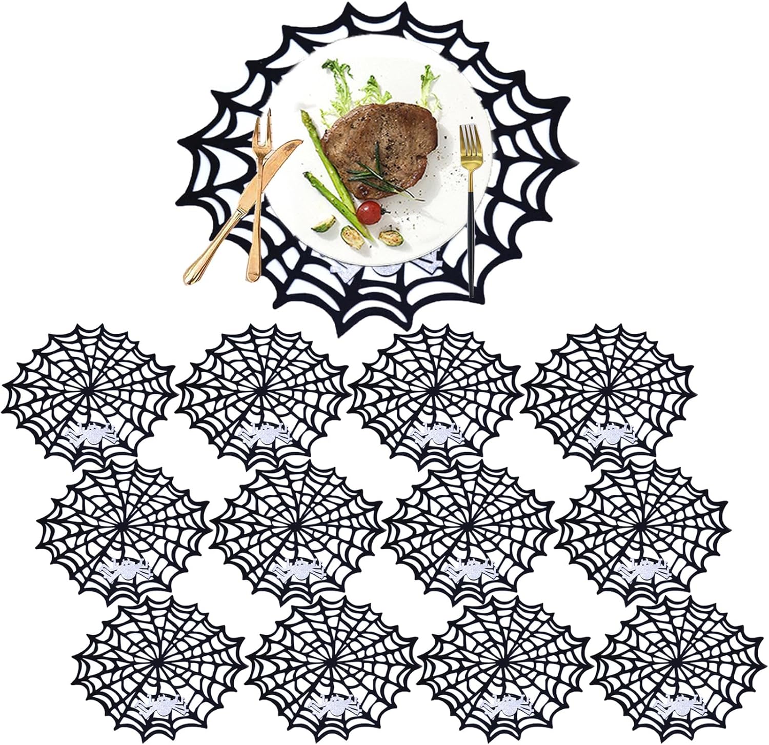 Amazon.com: YUSopx 12Pack 15 Inch Halloween Spider Placemats for ...