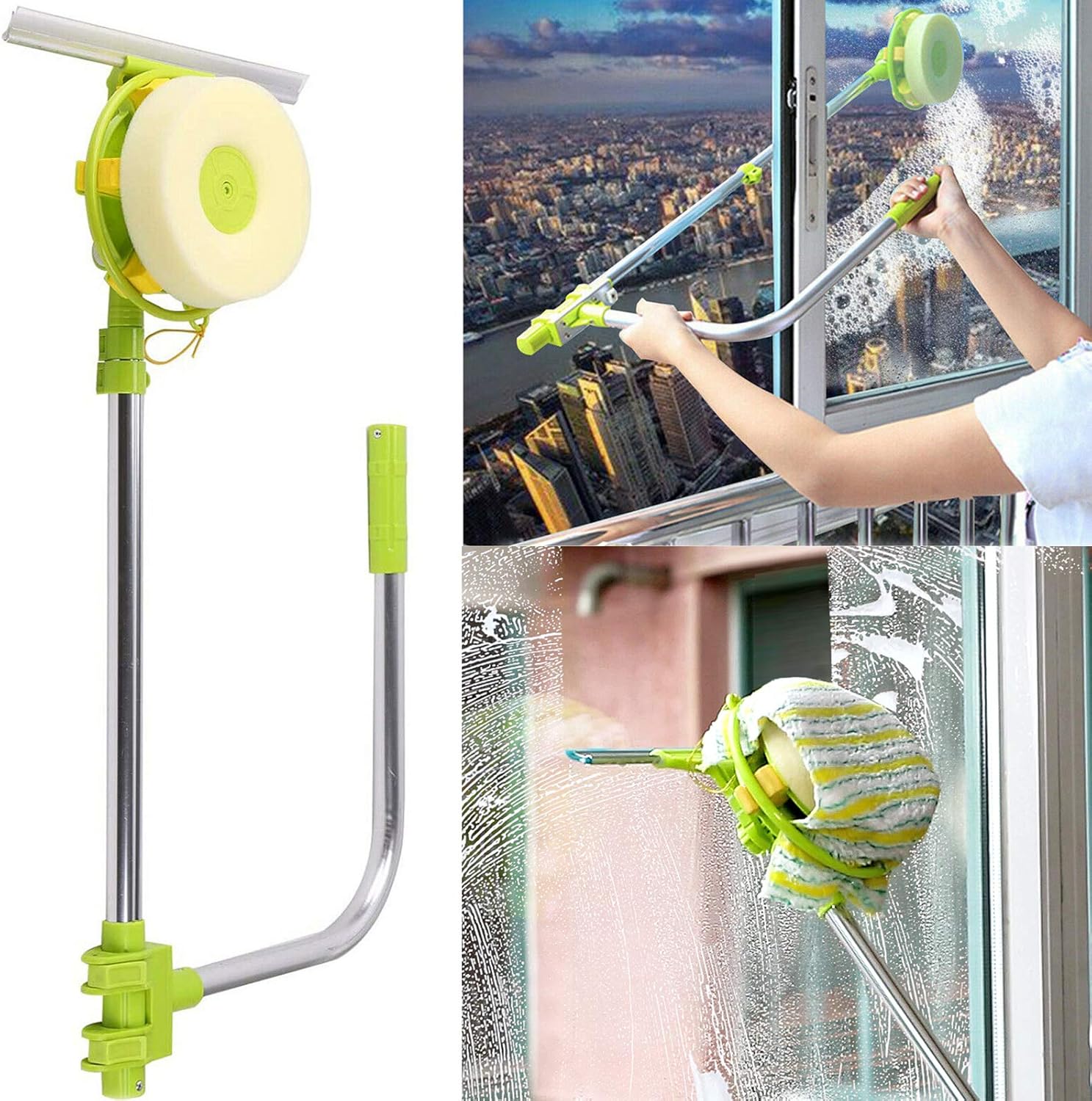 Window Cleaner 2-in-1 Telescopic Window Squeegee Set with Long ...