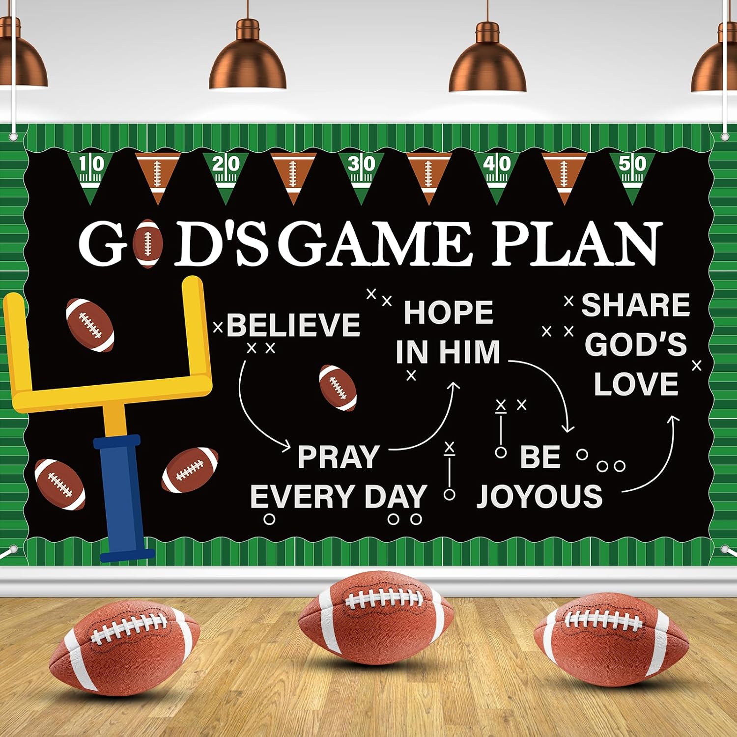 Amazon.com: Religious Football Backdrop Football Party Decorations ...