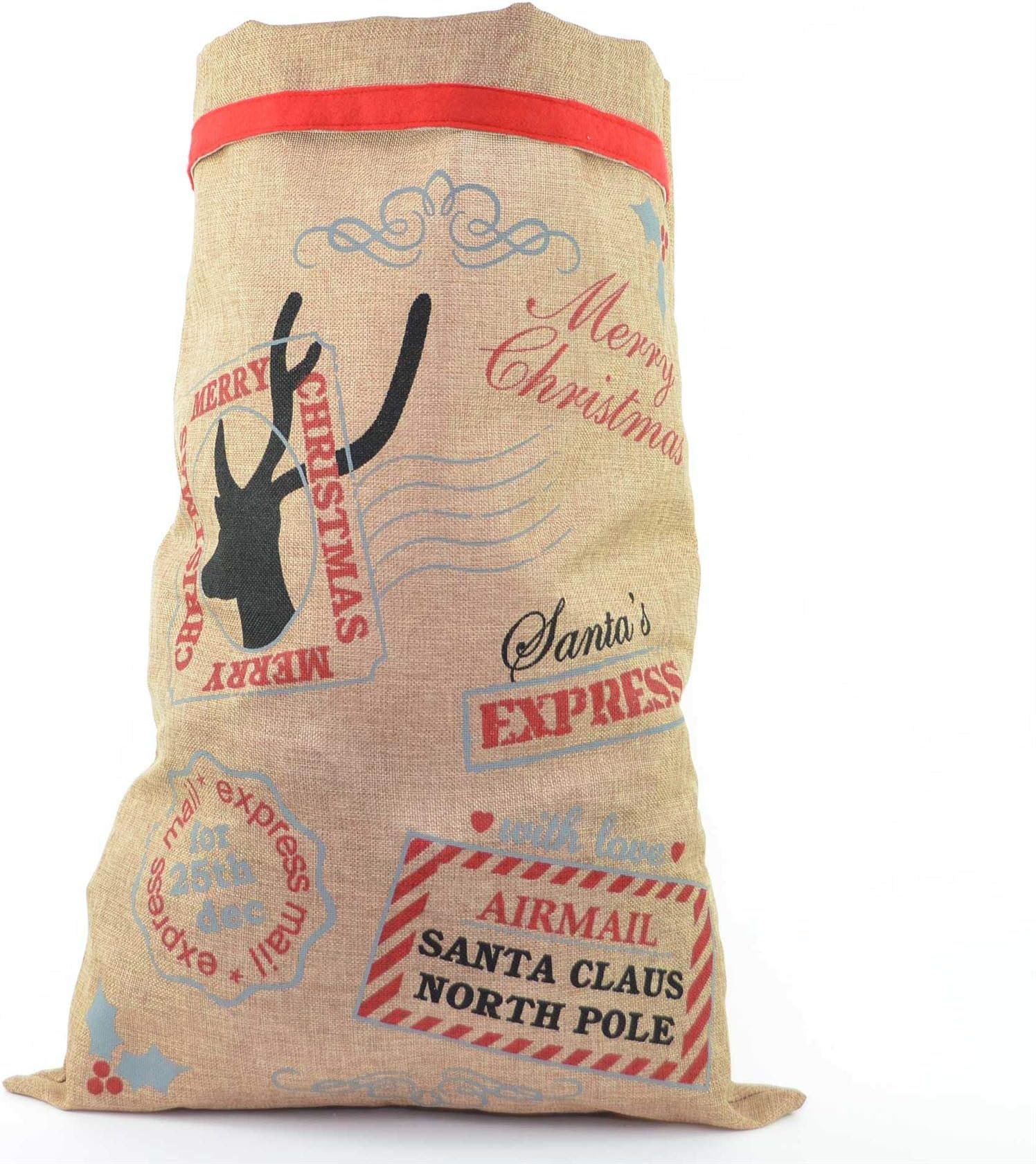 Personalised Santa Sacks (Reindeer Pink Girl) : Amazon.co.uk: Home ...