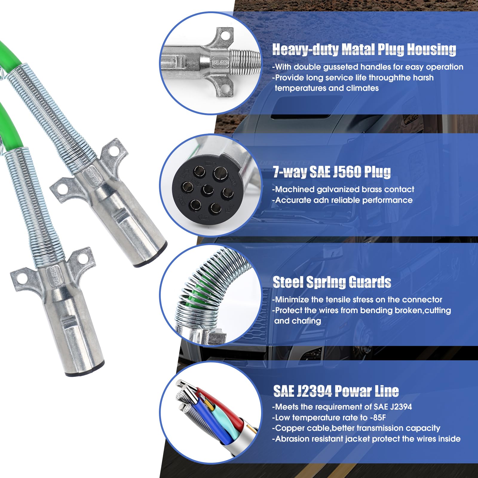 Snapklik.com : FLYCLE Semi Truck Air Lines Kit, 15FT 3 In 1 ABS & Power ...