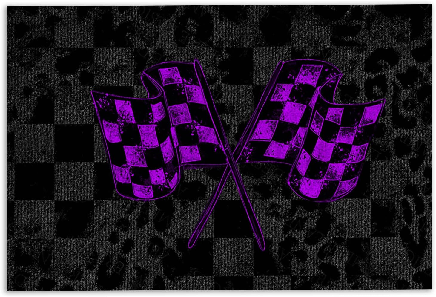 Amazon.com: OhaPrints Racing Purple Checkered Flag, Crossed, Motorsport ...
