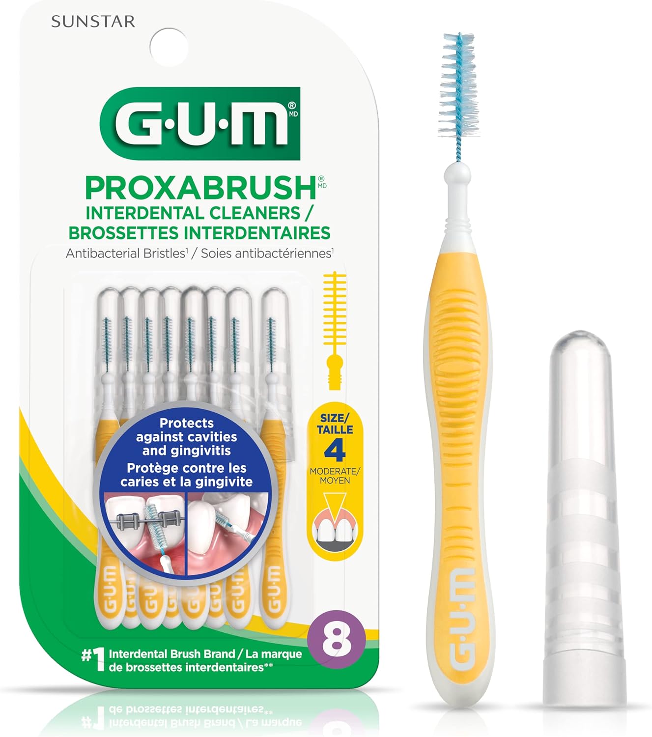 GUM Proxabrush® Reusable Interdental Cleaners, Antibacterial Bristles ...