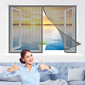 Mosquito Net for Window, 150 x 120 cm Magnetic Mosquito Net, Automatic ...