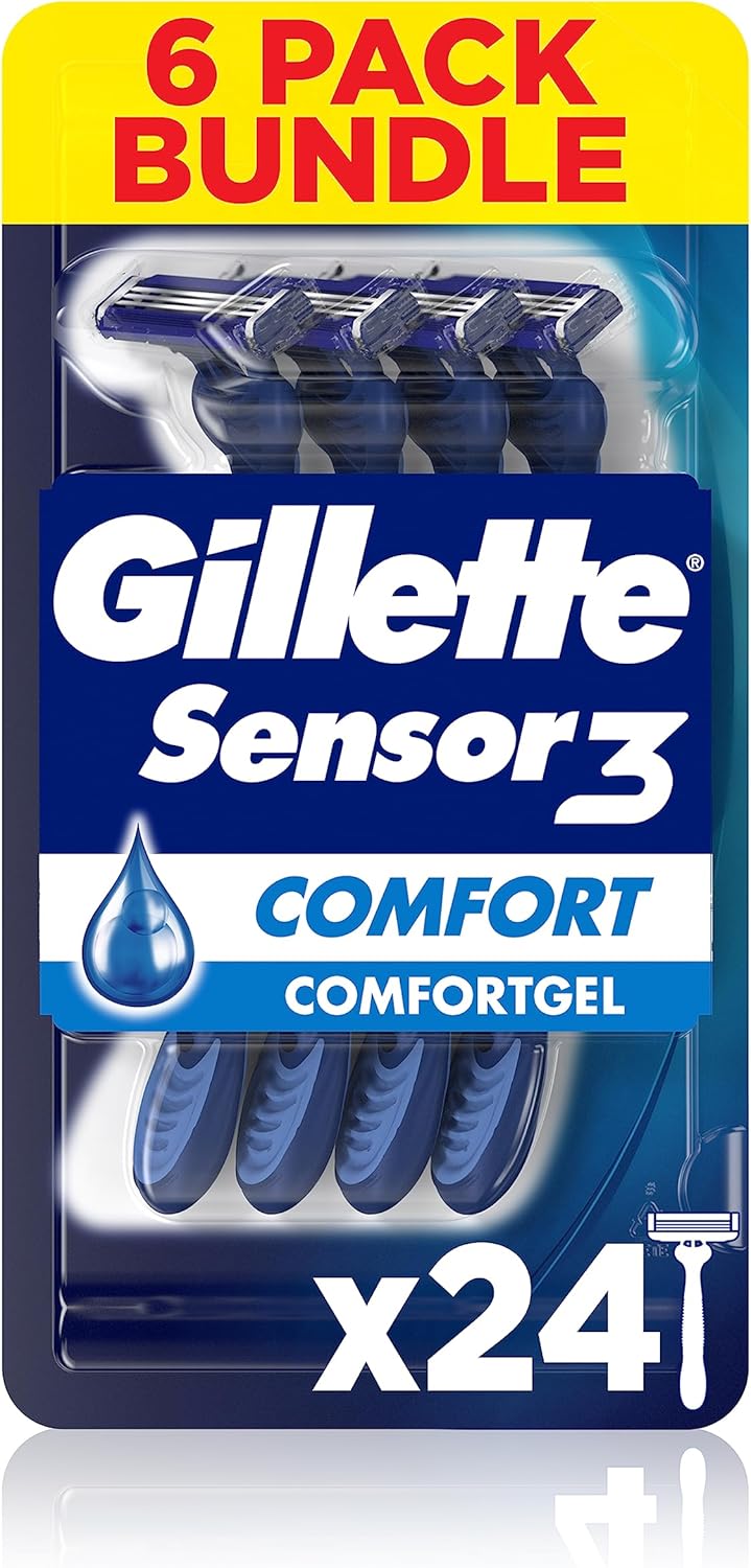 Gillette Sensor3 Comfort, Disposable Shaving Razors for Men, Men’s ...