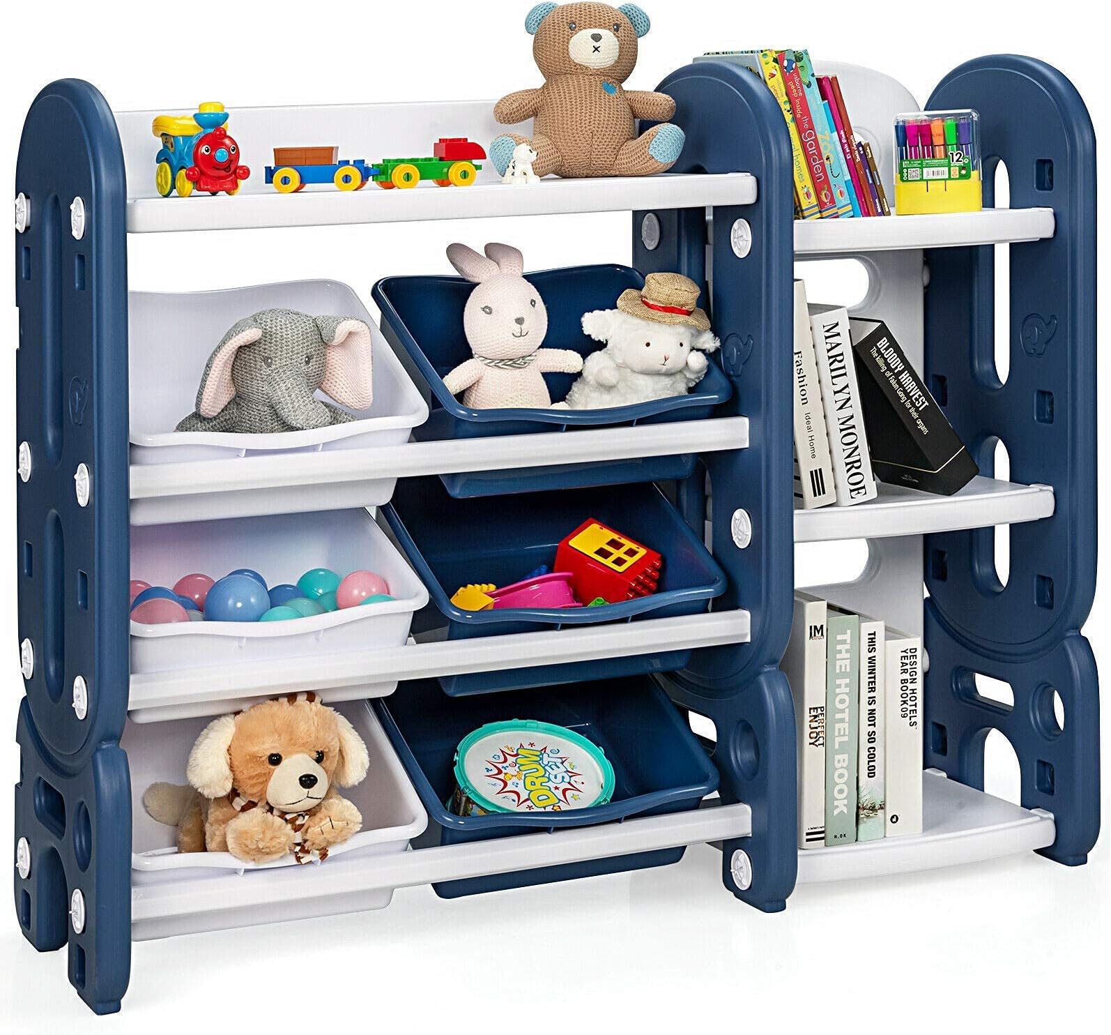 Amazon.com: SONGMICS Toy and Book Organizer for Kids, Kids Bookshelf ...