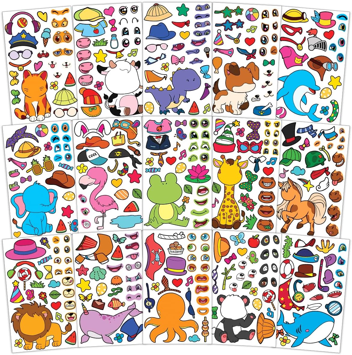 Amazon.com: 15 Sheets Make Your Own Animal Stickers for Kids Girls Boys ...