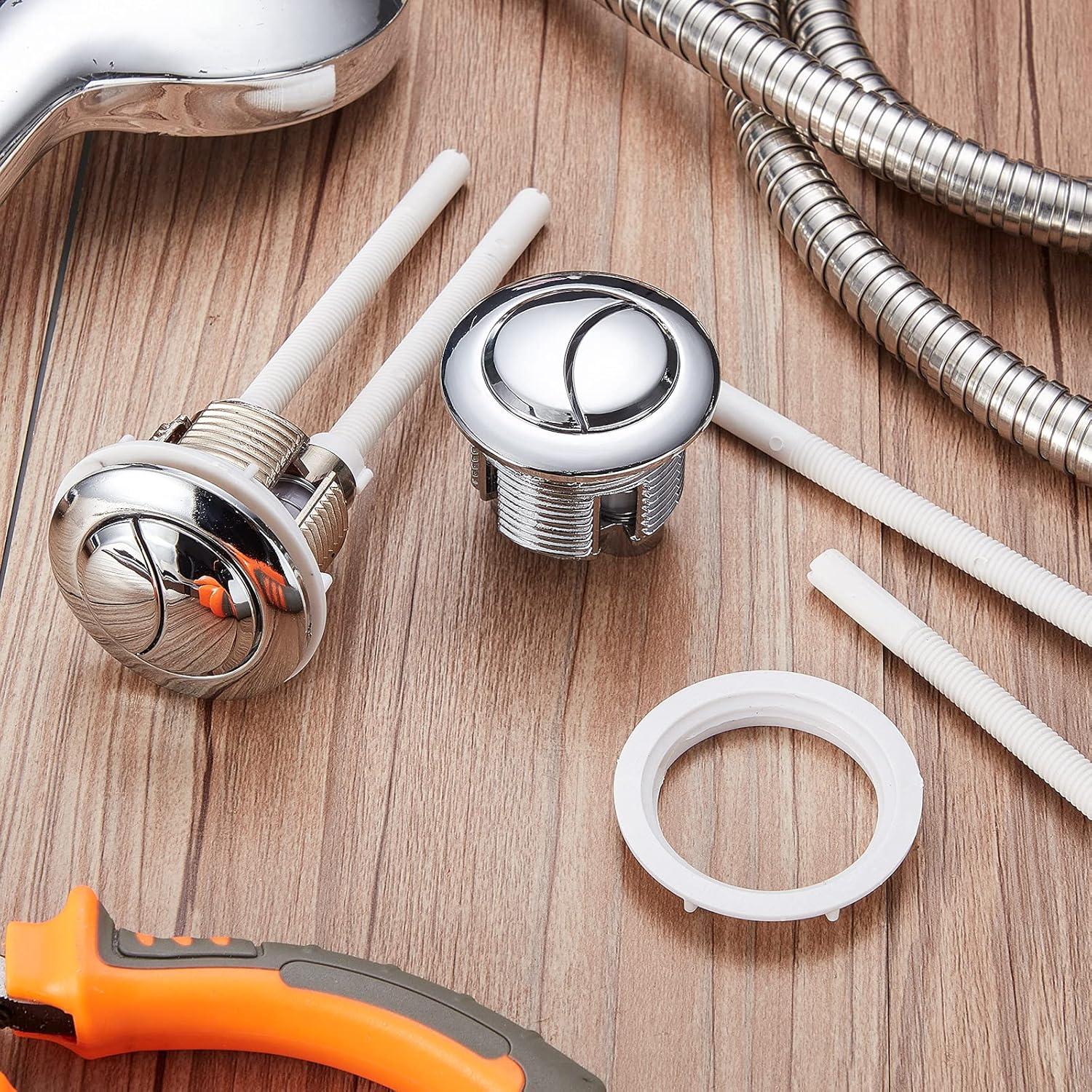 38mm Toilet Flush Button 4 Pack Flushing Dual Rod Chrome Push Cistern ...