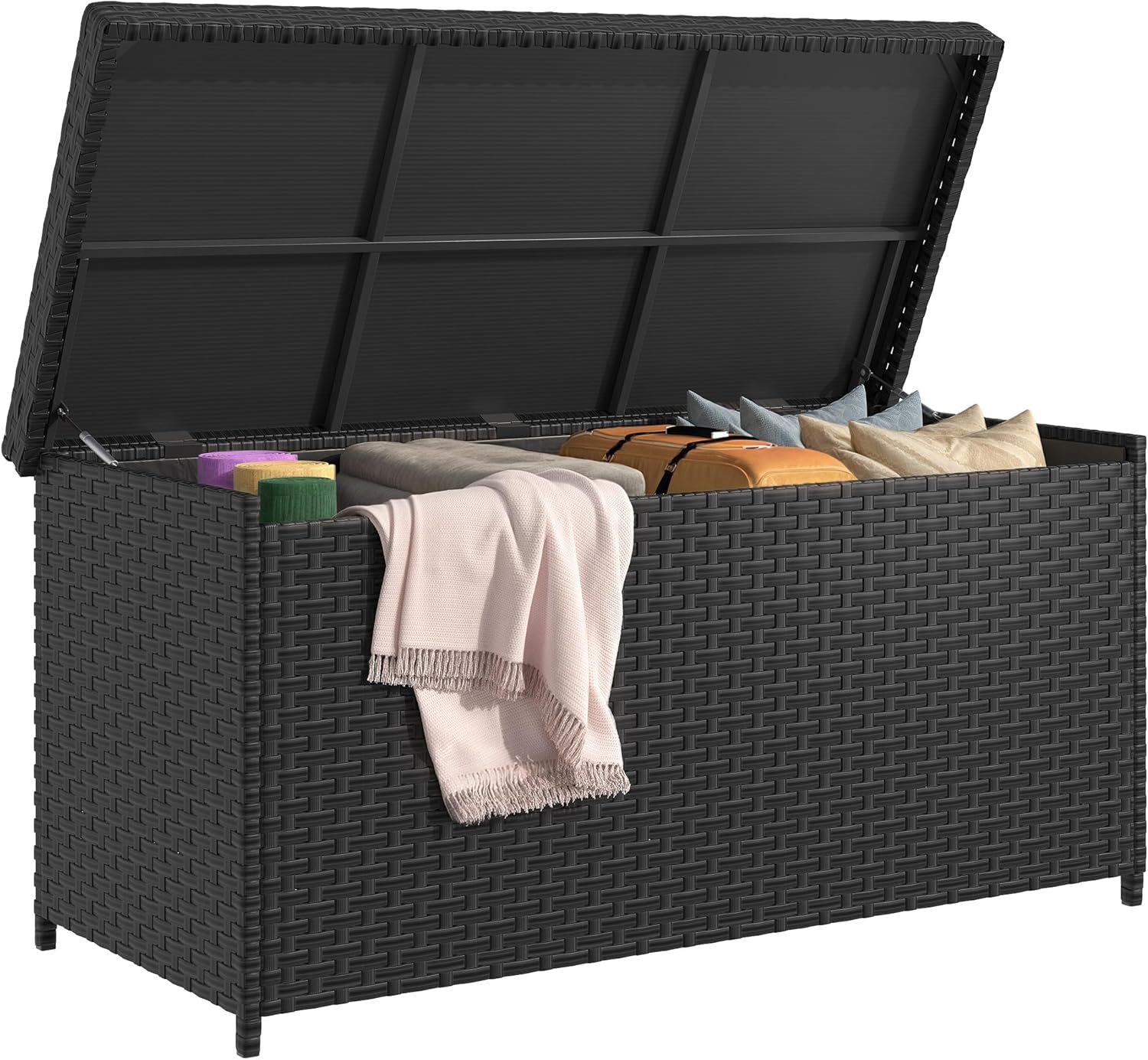 Amazon.com: YITAHOME 260 Gallon Wicker Deck Box, XXL All-Weather ...