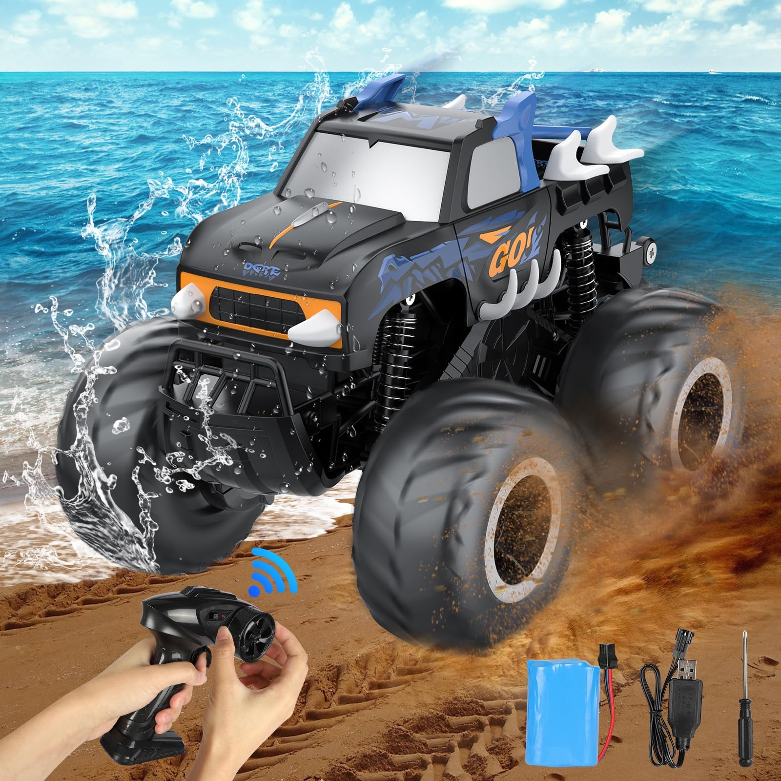 Kialloy Remote Control Cars 1:16 Amphibious Off-Road RC, Monster Truck ...
