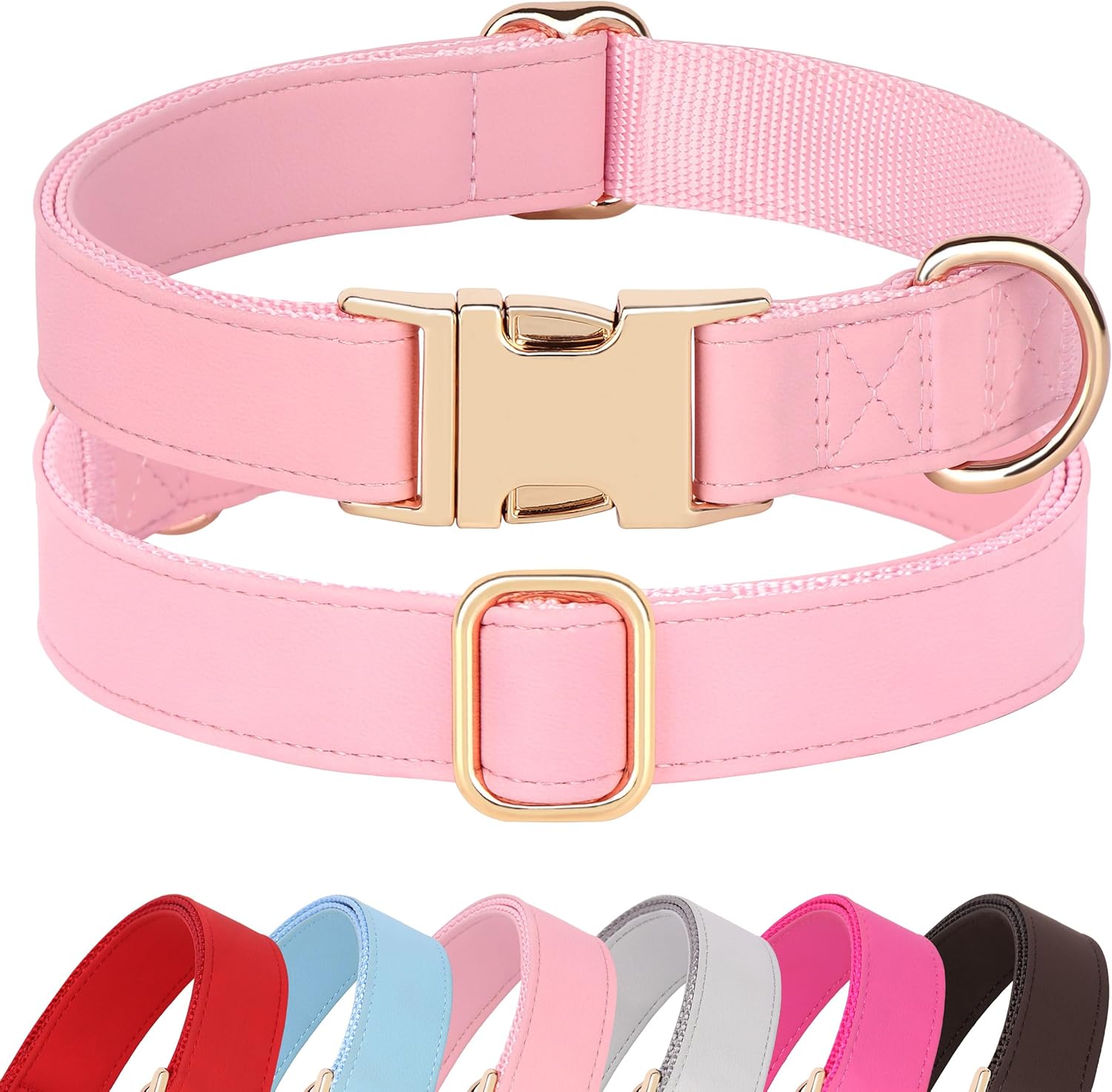 Amazon.com : PET ARTIST Soft PU Leather Dog Collar, Bright & Classic ...