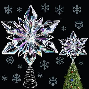 Amazon.com: Halloscume Snowflake Christmas Tree Toppers Starburst 3D ...