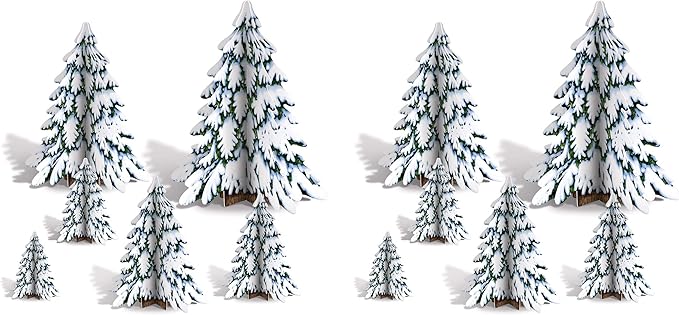 Amazon.com: Beistle 3-D Winter Pine Tree Centerpieces in Asst. Sizes ...
