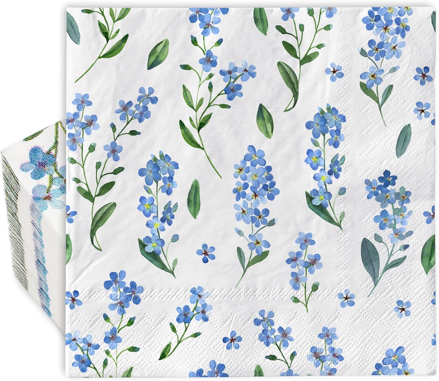 Amazon.com: AnyDesign 80 Pack Blue Floral Luncheon Napkins Disposable ...