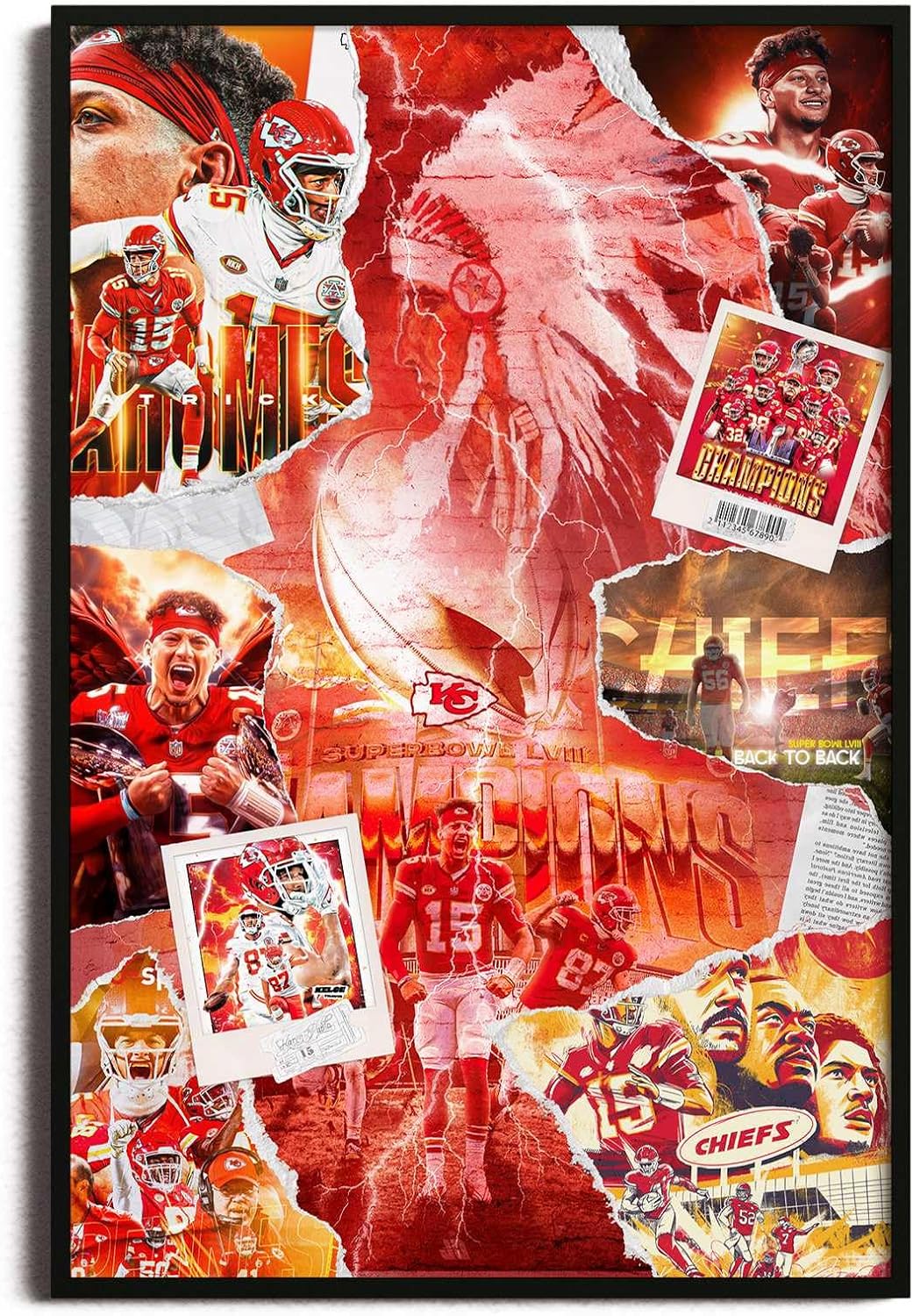 Amazon.com: SPASAV 11"x17" Unframed, Chiefs Football Player Collage ...