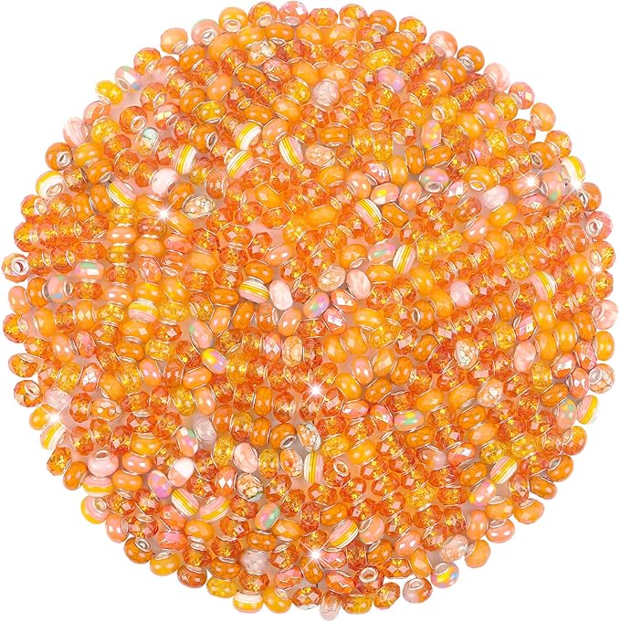 Amazon.com: 60Pcs Large Hole Beads Spacer Beads Orange Assorted ...