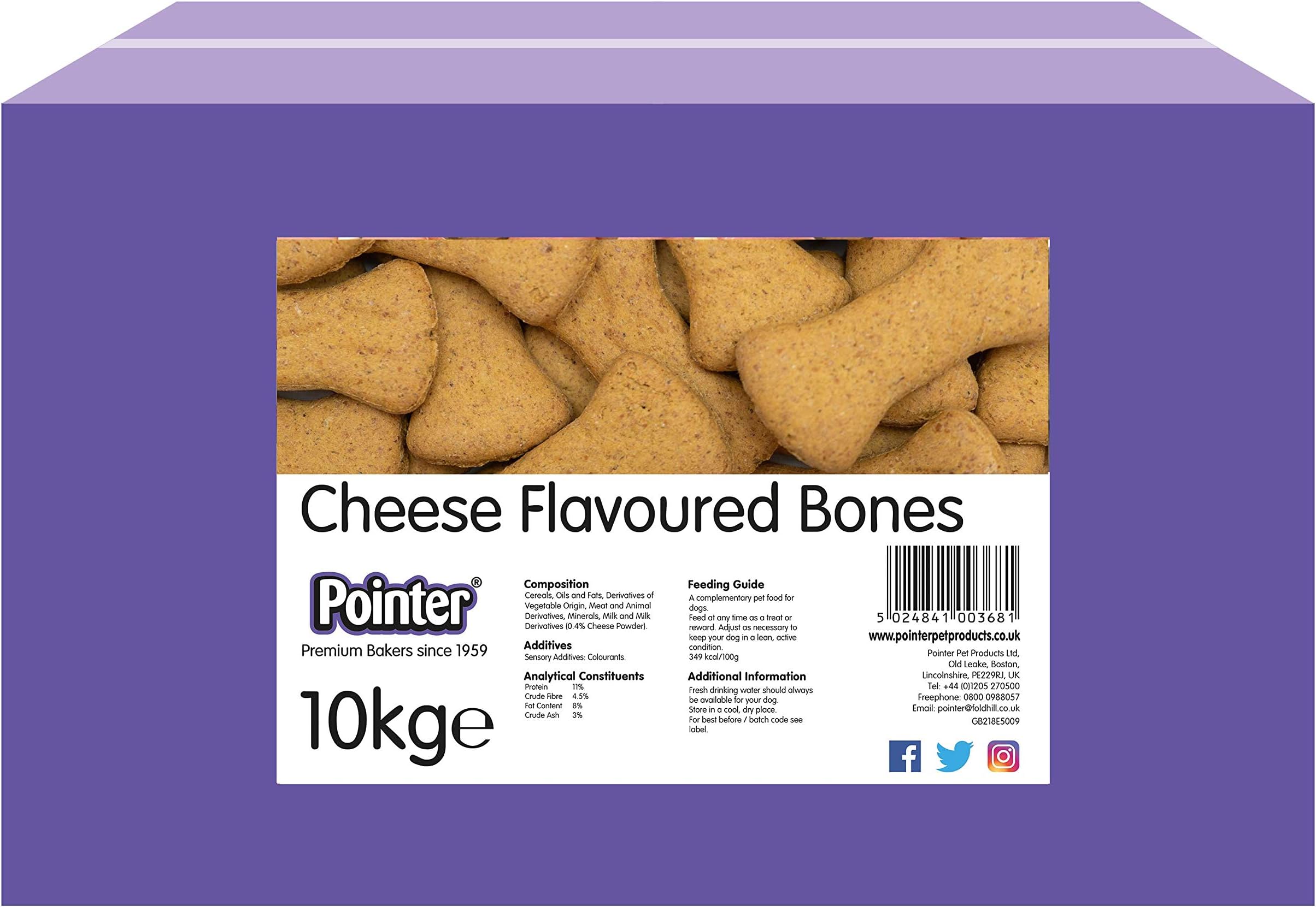 Pointer - Cheese Flavoured Bones - Oven Baked Dog Treats with No Added Artificial Flavours ...